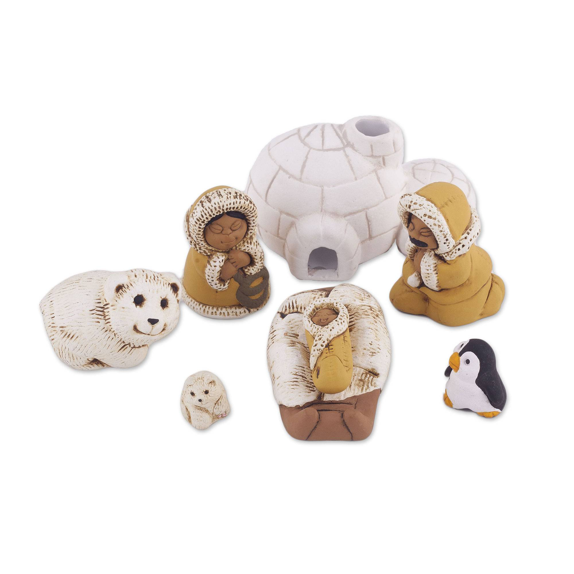 The Holiday Aisle® 8 Piece Inuit Family Ceramic Nativity Set | Wayfair