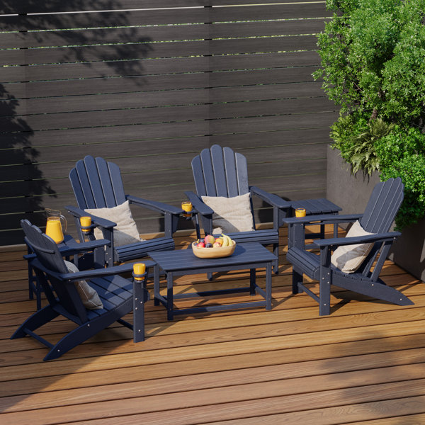 Beachcrest Home Outdoor Poly Adirondack Conversation Lounge 7-Piece Set ...