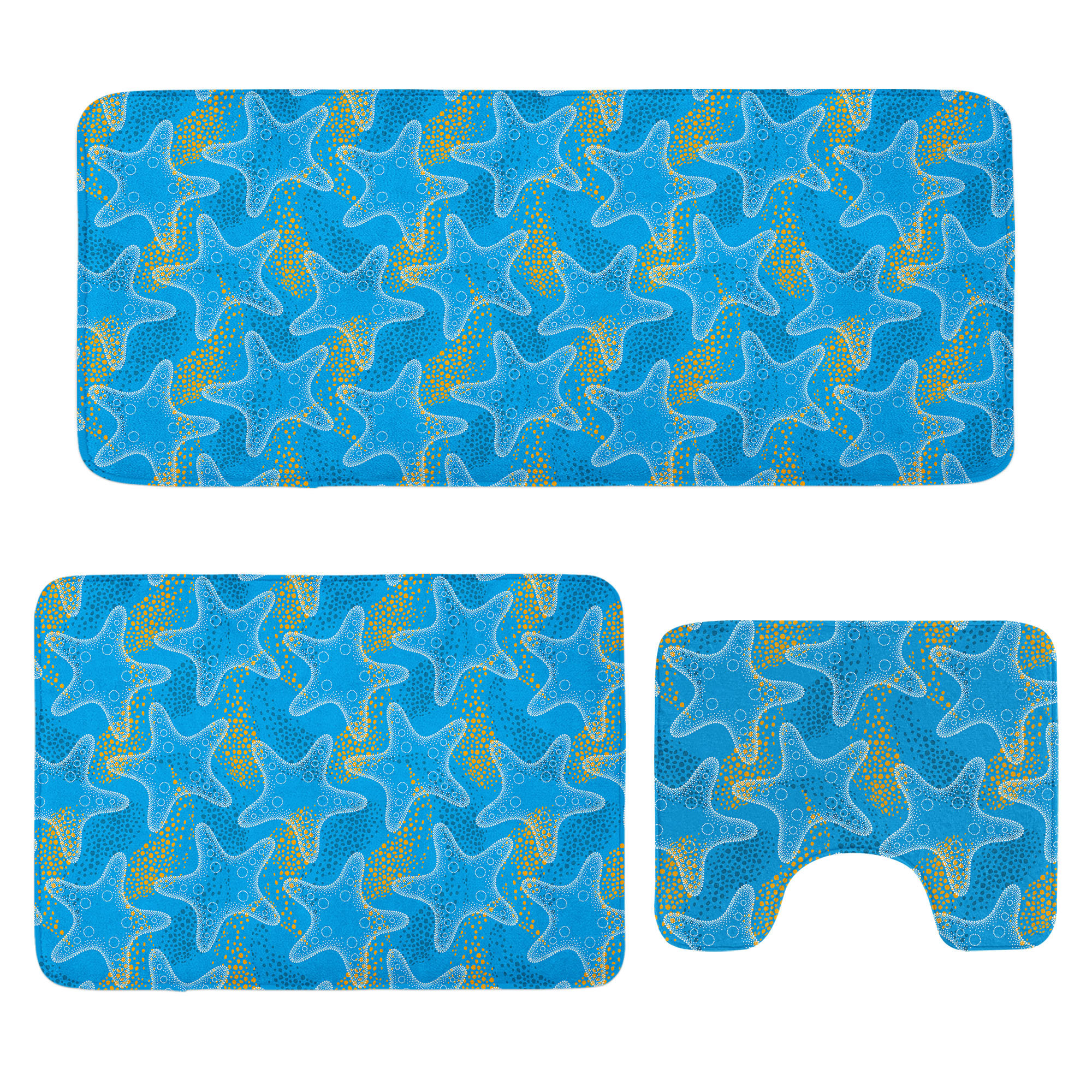 Dakota Fields Starfish Bathroom Rug Set 3 Pieces U-Shape & Rectangle ...