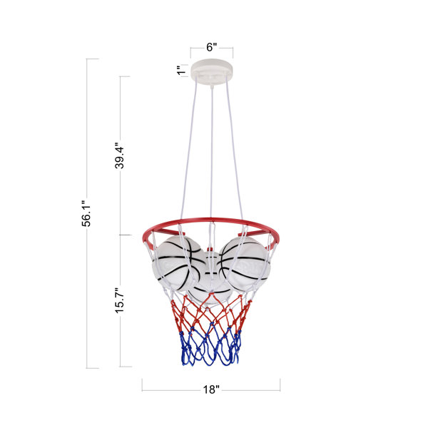 Isabelle & Max™ 60-watt 3-light White, Red And Blue Basketball Pendant ...