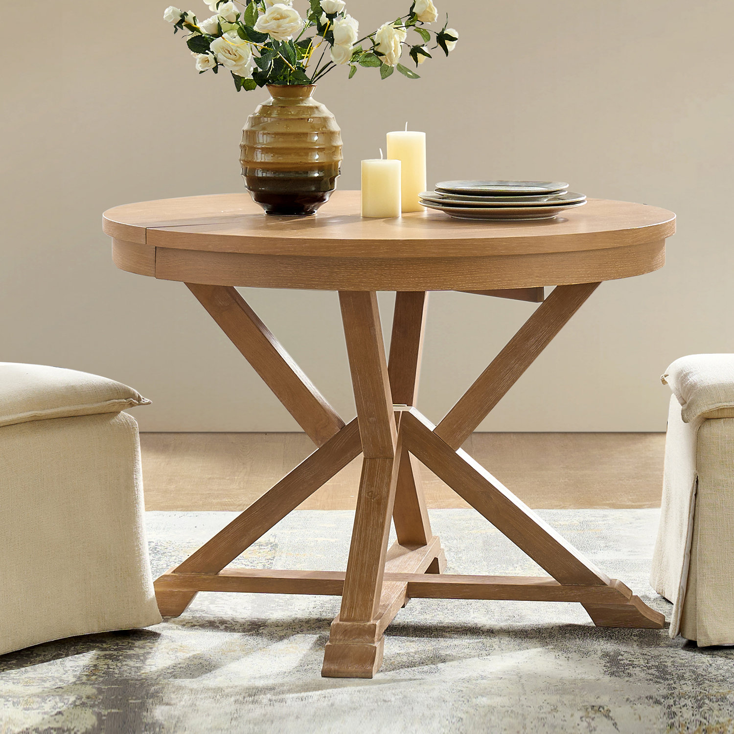 Red Barrel Studio® Suheyla Transitional Extendable Dining Table With ...