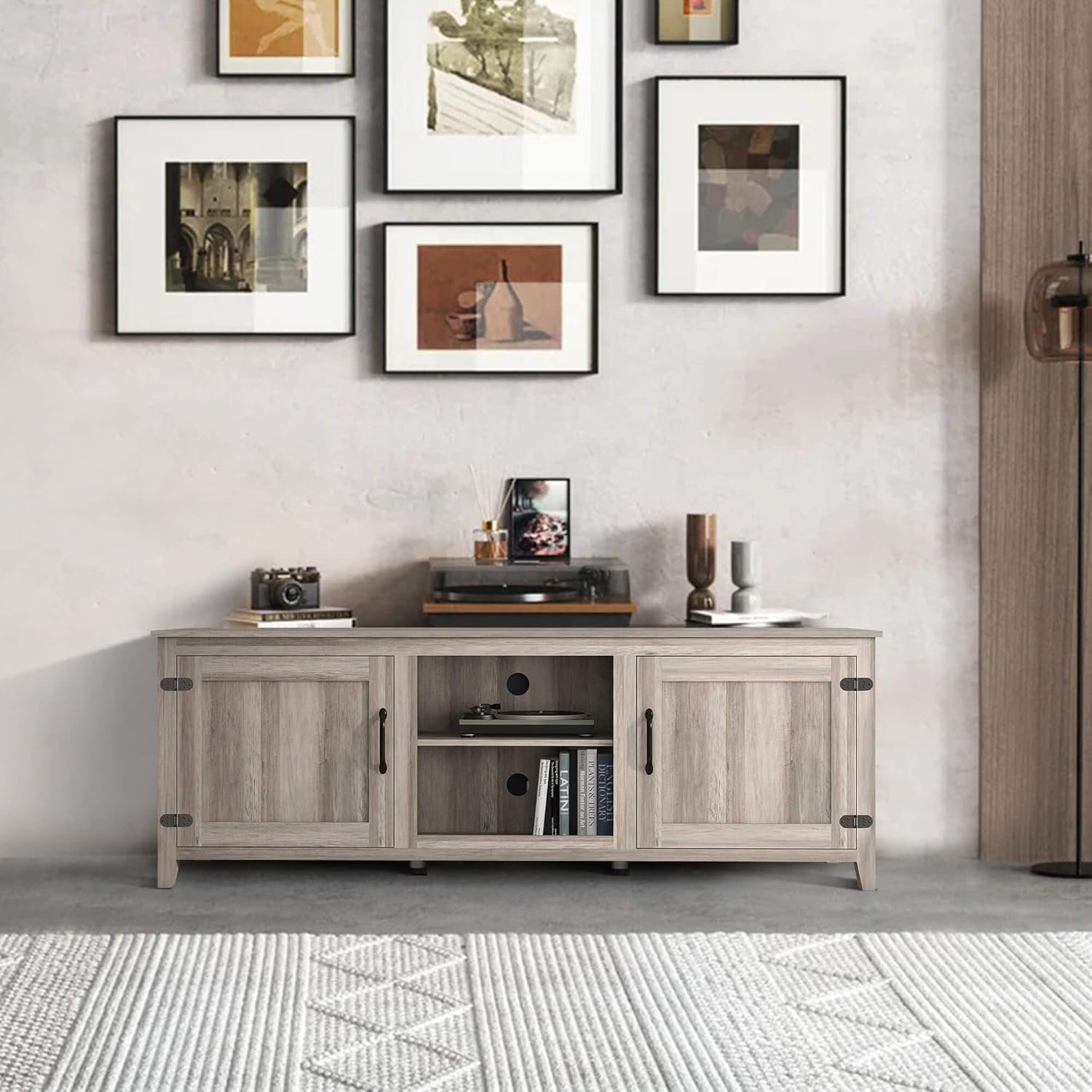 Winston Porter TV Stand up to 80 Inch, Modern Entertainment Center with ...