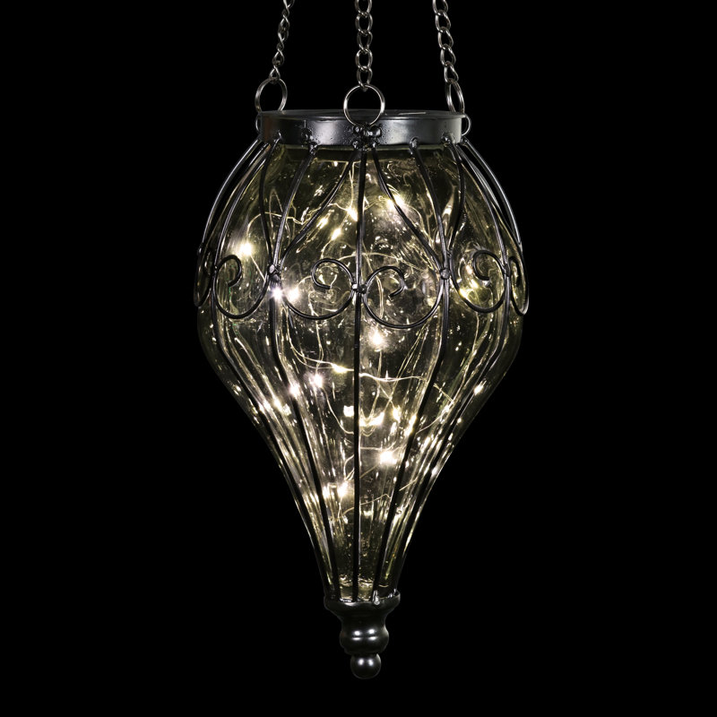 Exhart Solar Clear Glass Hanging Lantern, 6.5 by 23.5 Inches & Reviews ...