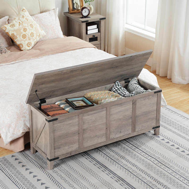 Gracie Oaks 47.2"W Farmhouse Storage Chest With Lift Top Blanket Chest ...