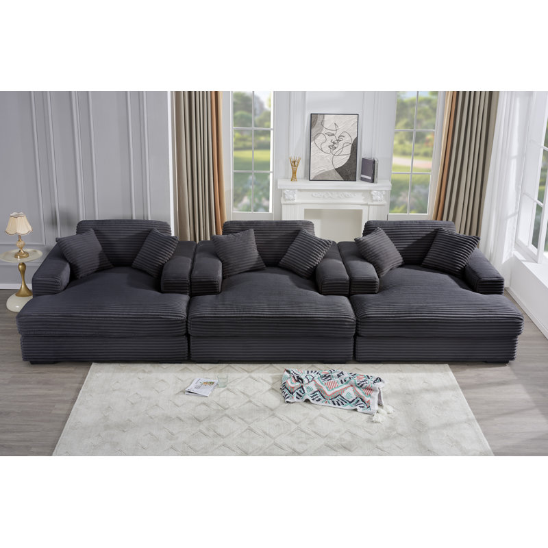 Latitude Run® Amelia Extra Large Corduroy Comfy Chaise Lounges Sofa Bed ...