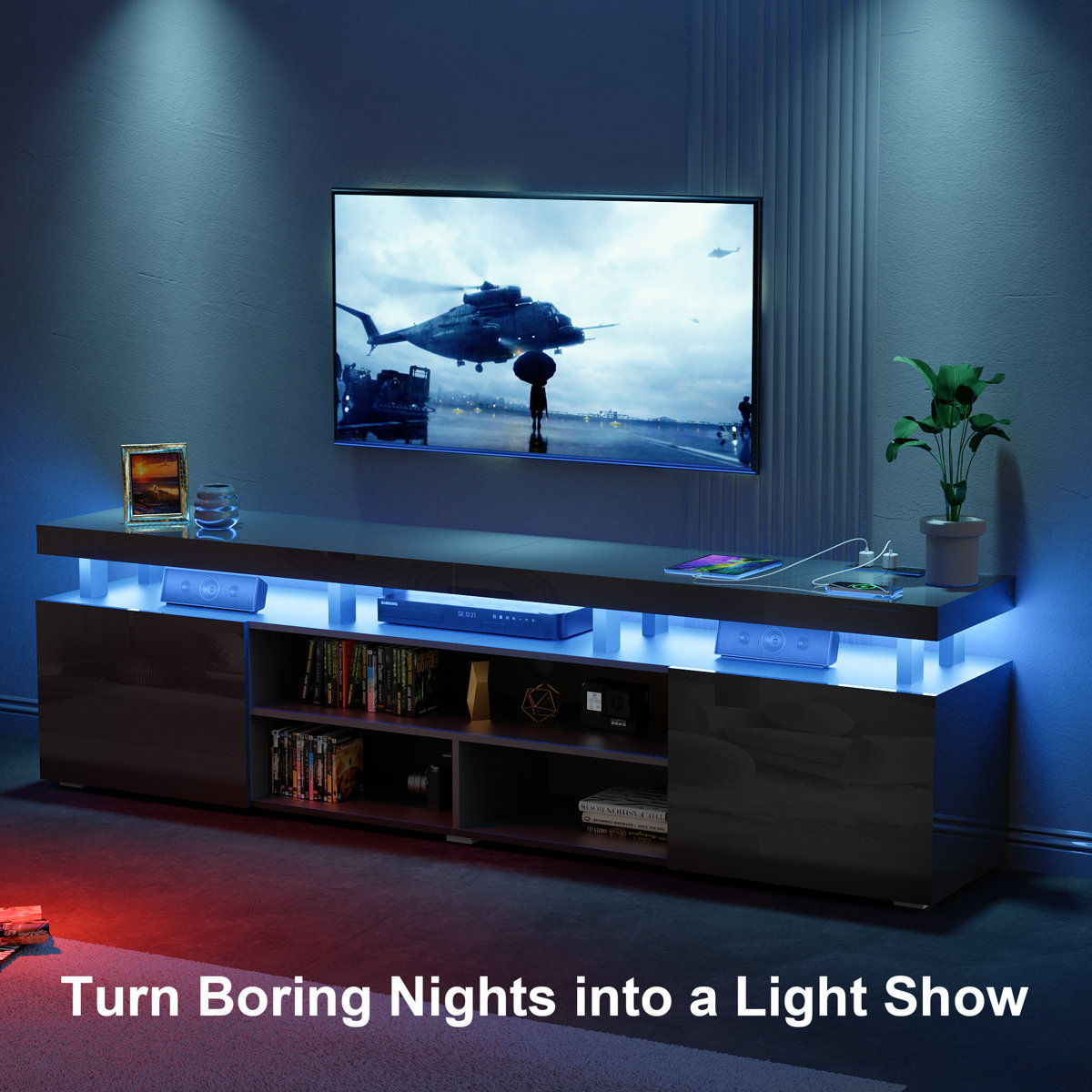 Wrought Studio™ LED TV Stand For Up To 90 Inch Tvs, Modern ...