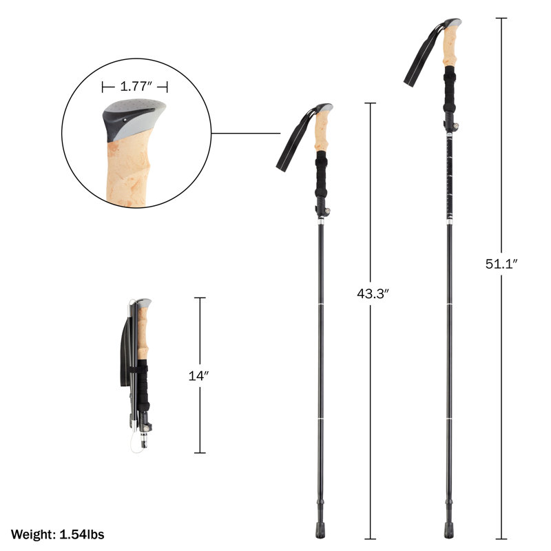 Wakeman Outdoors Collapsible Walking Stick 2-Pack - Foldable Trekking ...