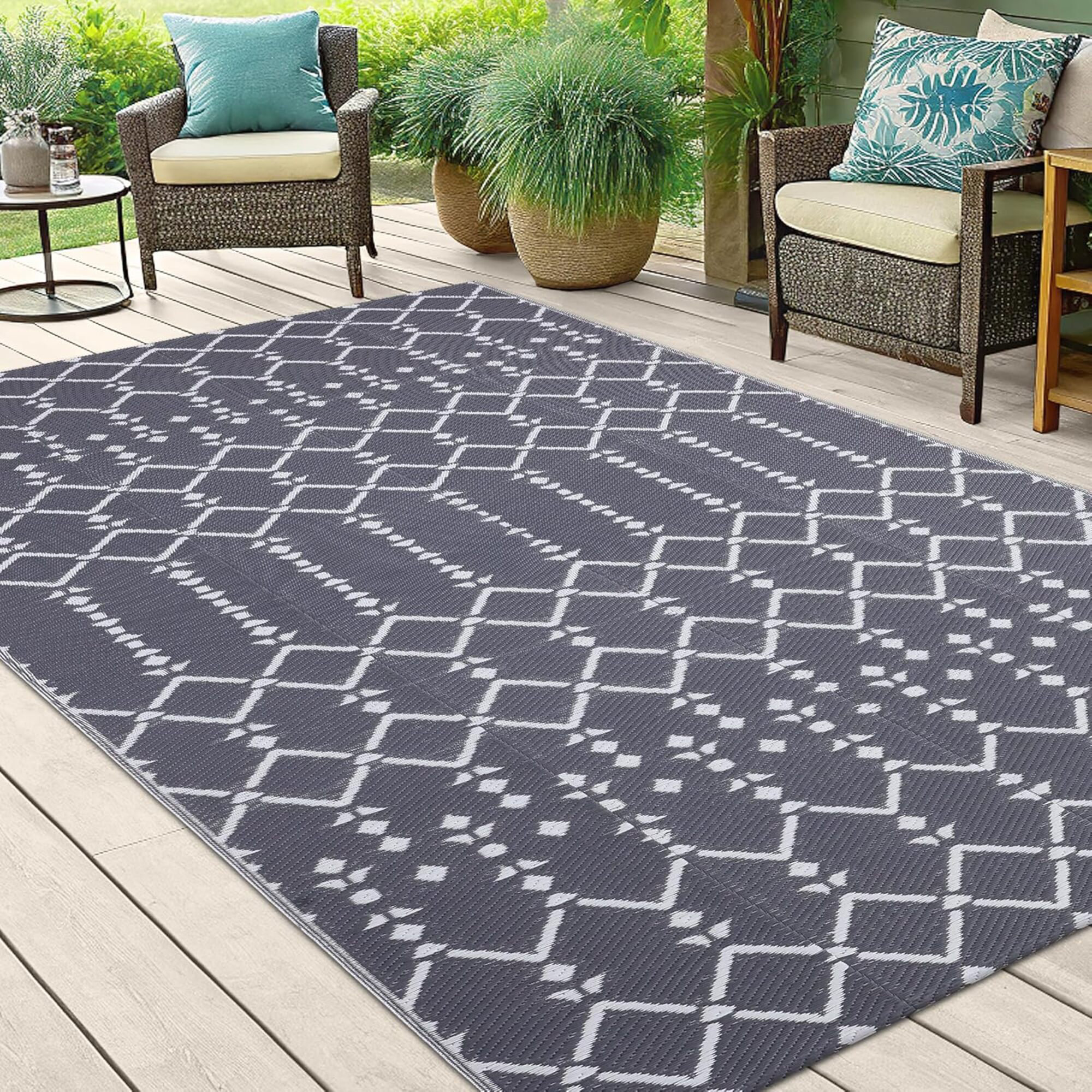 Union Rustic Outdoor Rug 5X8 Ft, Waterproof Reversible Plastic Straw ...