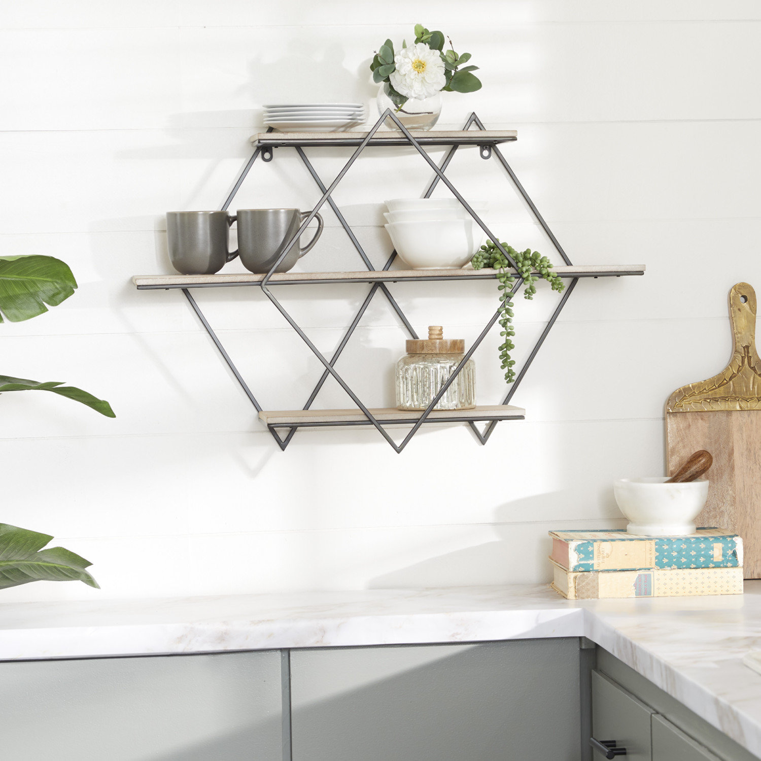 Gracie Oaks Alveston 3 Piece Tiered Shelf with Hooks - Wayfair Canada