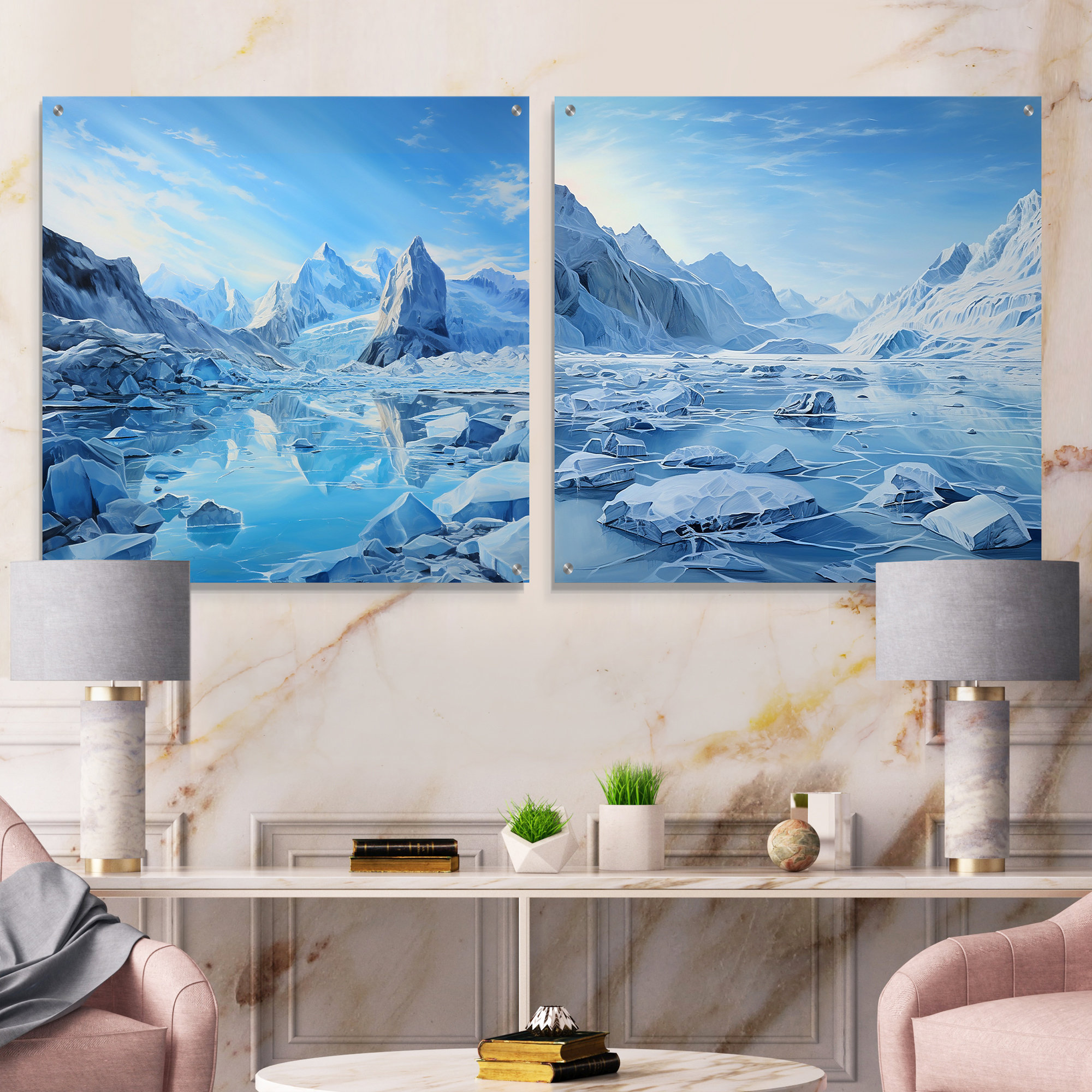 Design Art Glacier Winter Scenery In Greenland - Glacier Acrylic Wall ...