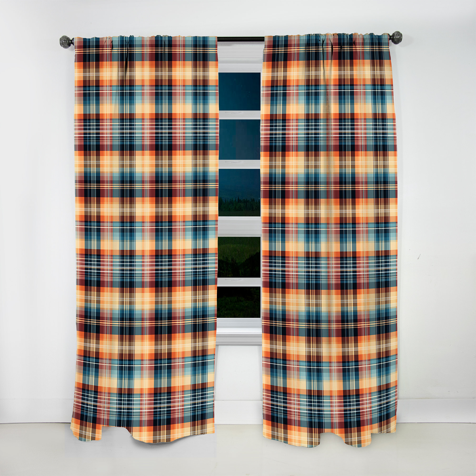 Design Art Heritage Tribute Plaid Pattern - Vintage Velvet Curtain ...