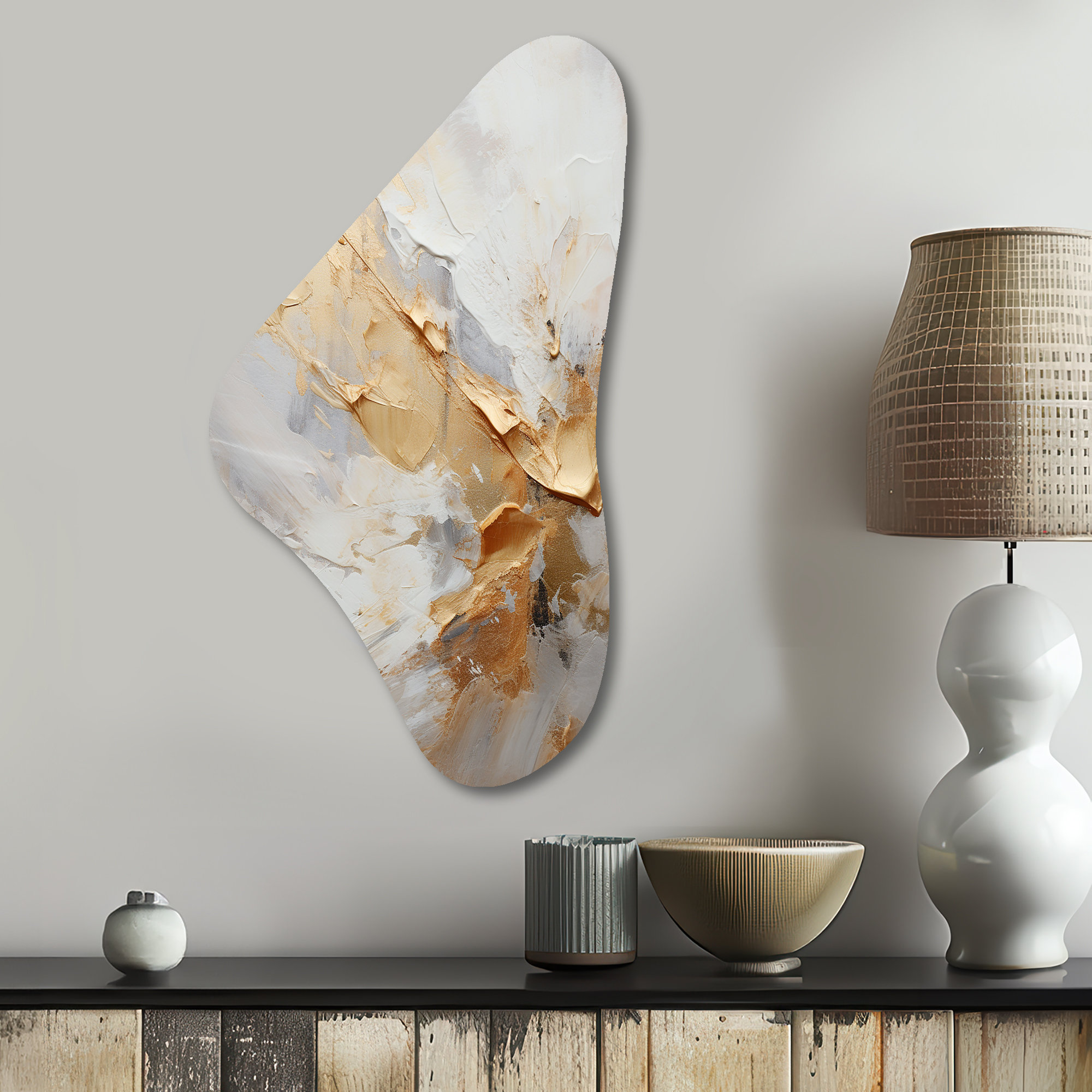 Design Art Beige And Gold Glacier Stone Simplicity III - Abstract ...