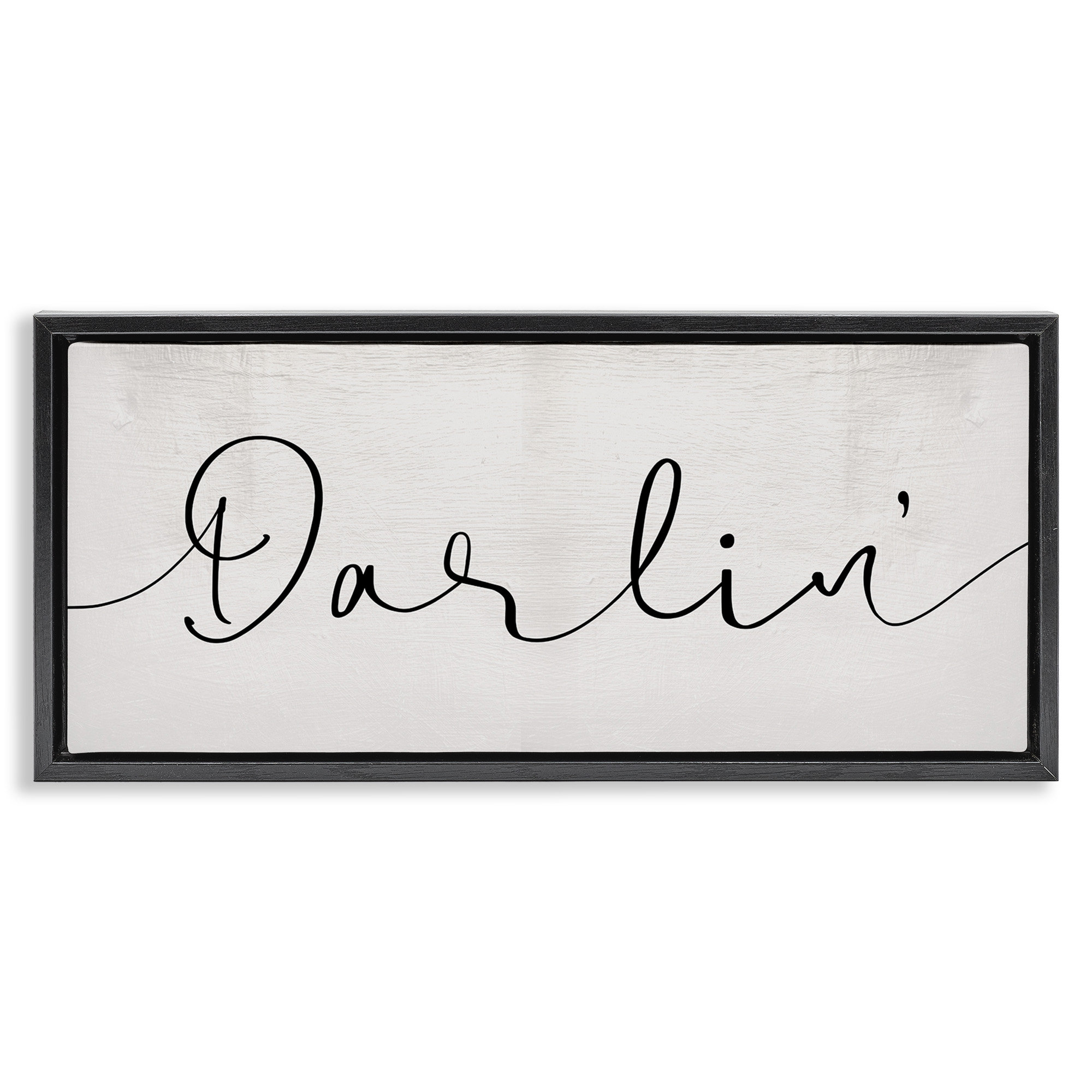 Gracie Oaks Darlin' Sentiment Elegant Cursive Framed Floater Canvas ...