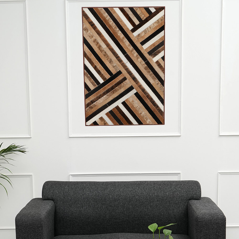 Union Rustic Hairon Leather Wall Decor With Wooden Frame-30x20" | Wayfair