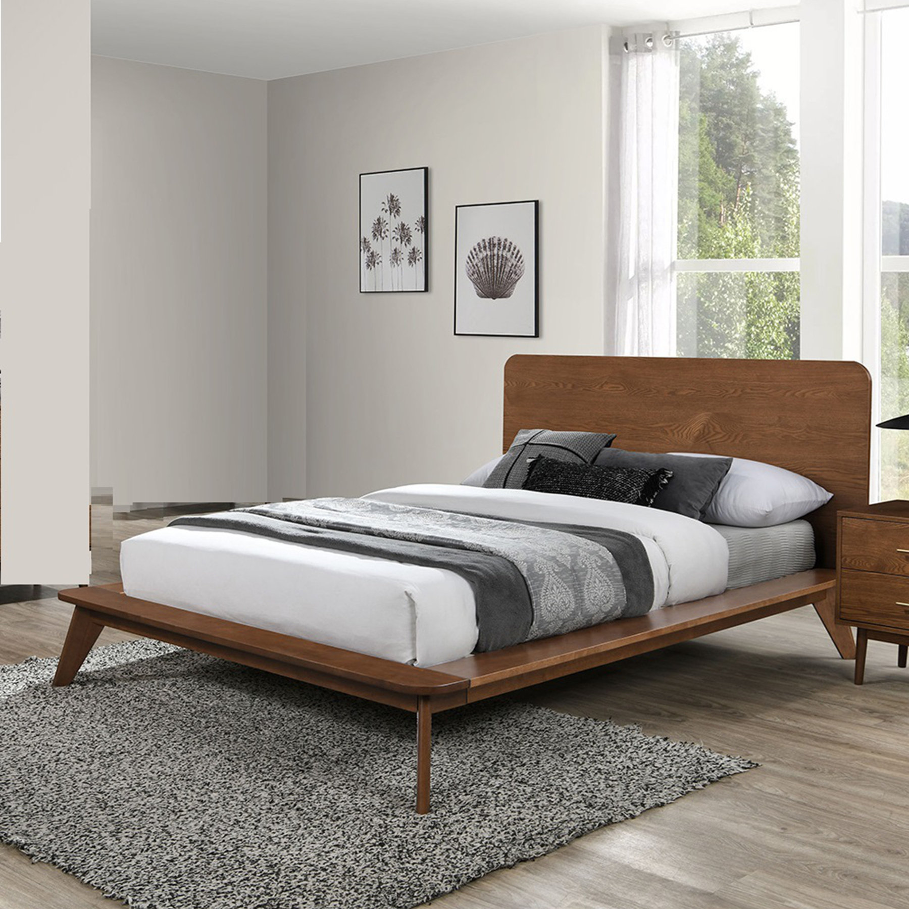 Corrigan Studio® Walnut Color Eastern Bed Solid wood Veneer 1pc ...