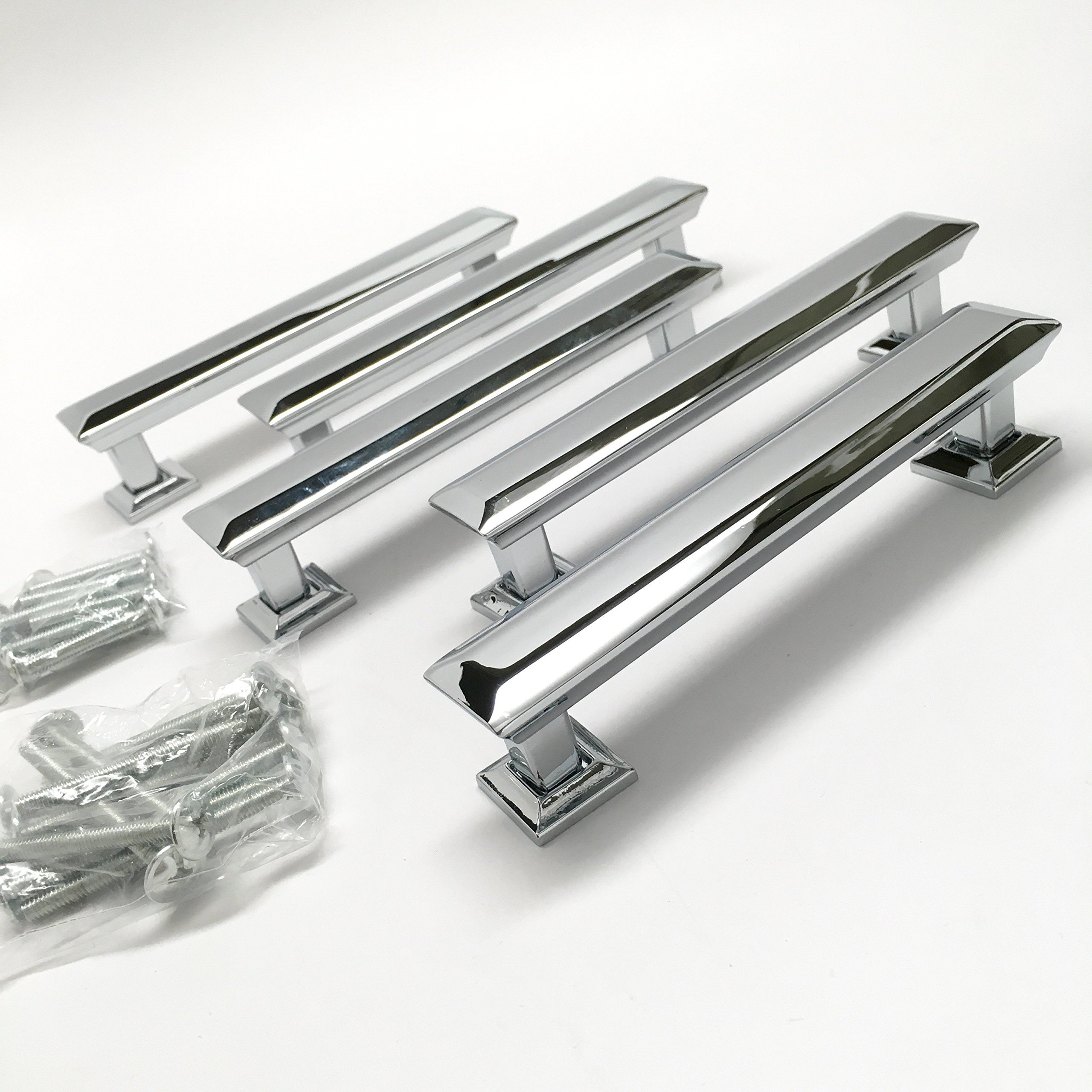 COAHAHA Polished Chrome Cabinet Pulls - Stylish Drawer Handles, 5-Pack ...