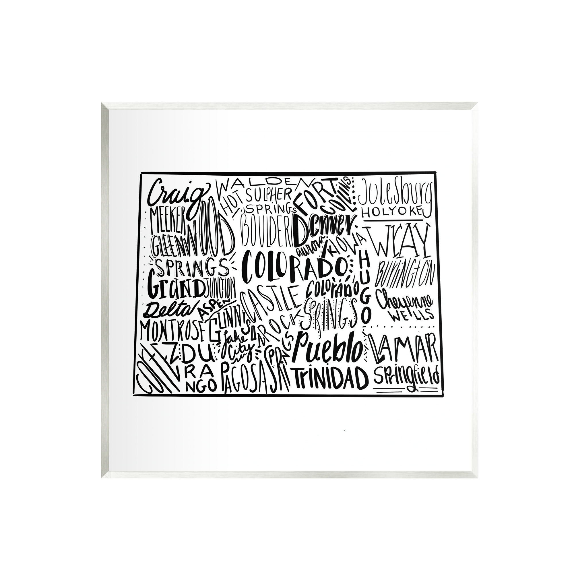 Stupell Industries Colorado Cities Typography State Shape Wall Plaque ...