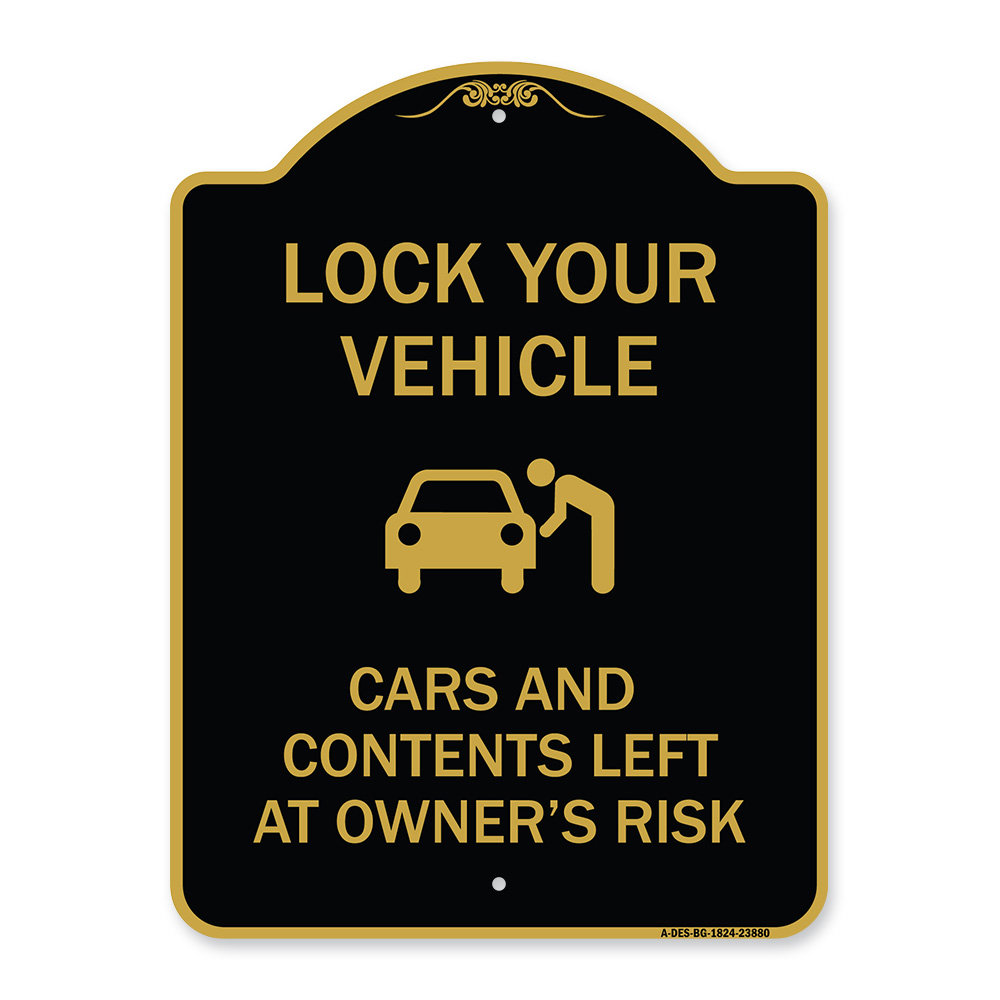SignMission Signmission Designer Series Sign - Lock Your Vehicle - Cars ...