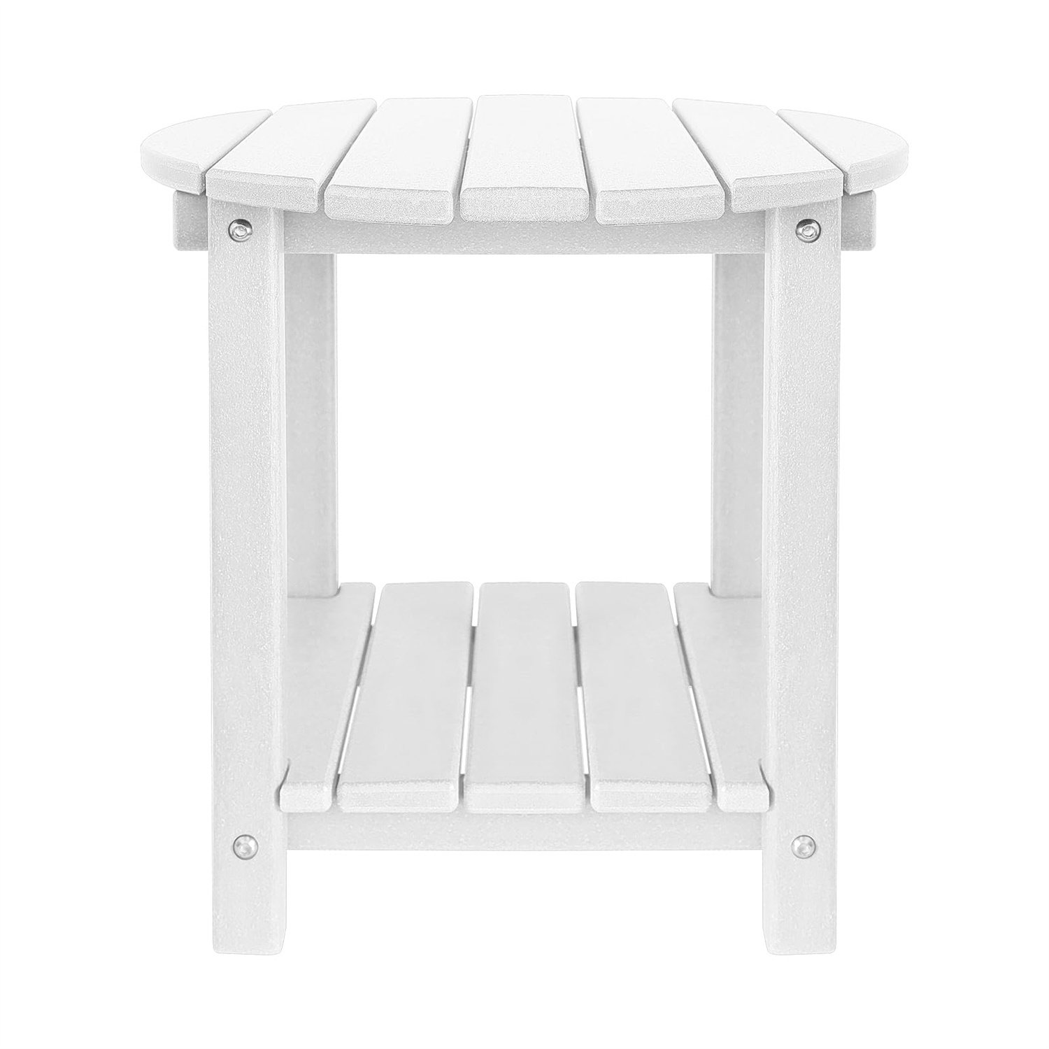 Lark Manor™ White 2-Tier Round Adirondack Side Table - HDPE Outdoor End ...