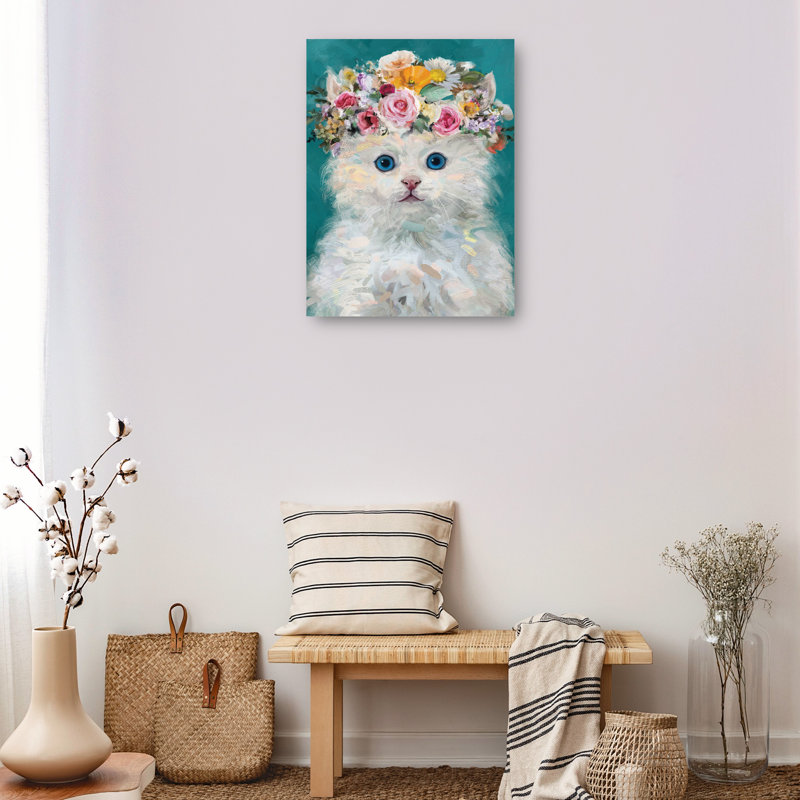 Winston Porter Flower Power Kitty IV by Studio Arts Canvas Art Print ...