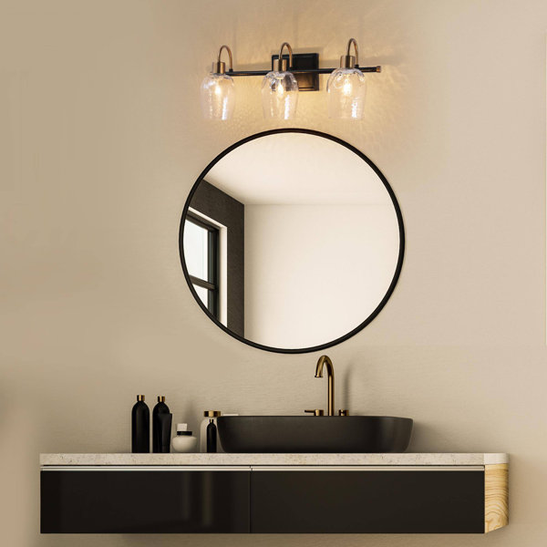 Longshore Tides Aedan 3-Light Dimmable Vanity light with Hammered Glass ...