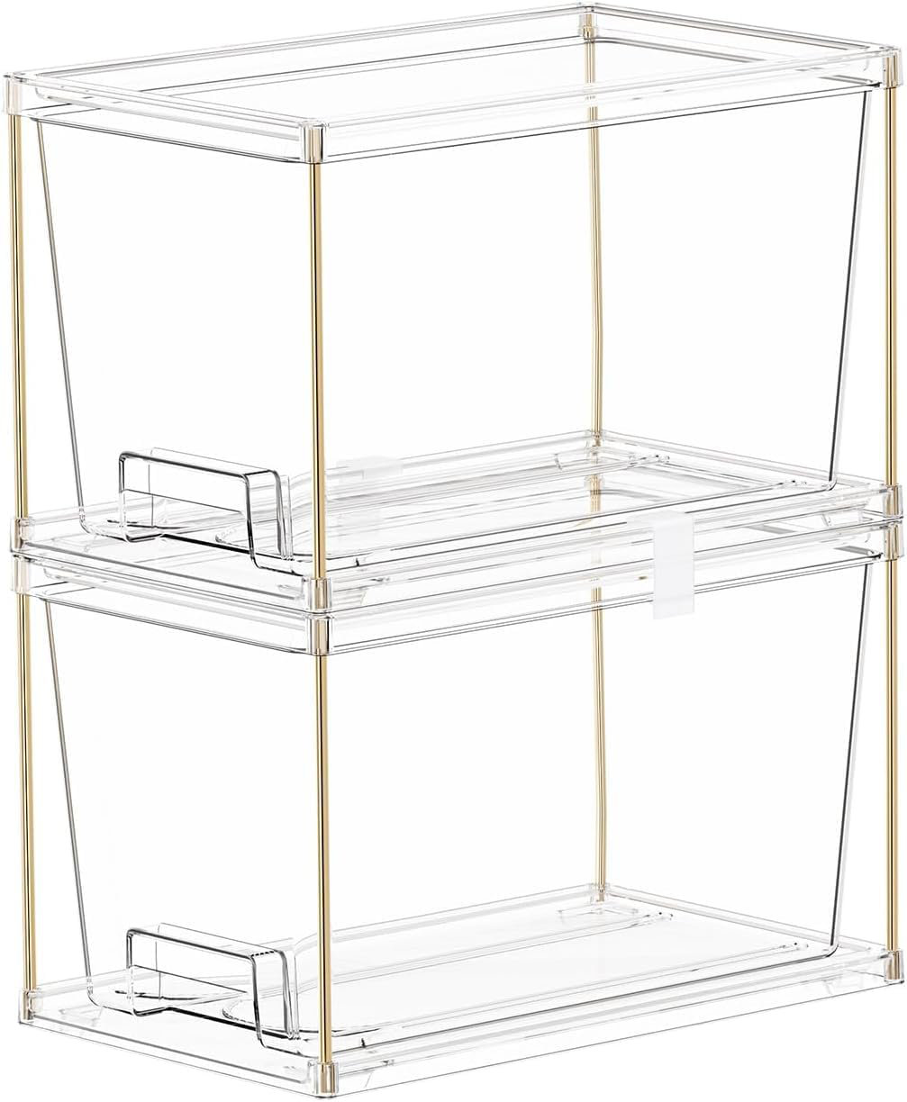 Everly Quinn 2-pack Clear Stackable Acrylic Storage Drawers | Wayfair