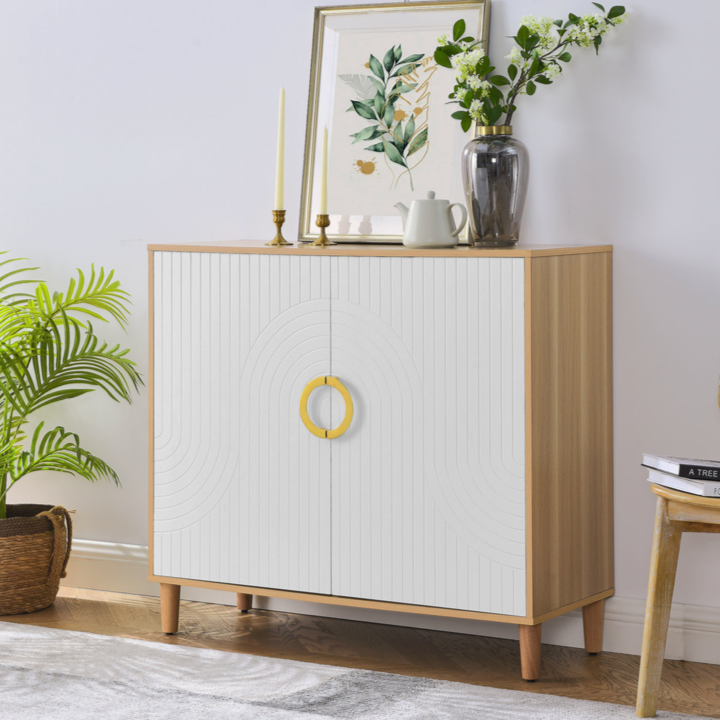 Mercer41 Most Comfortable Storage Cabinet With Doors And Shelves ...