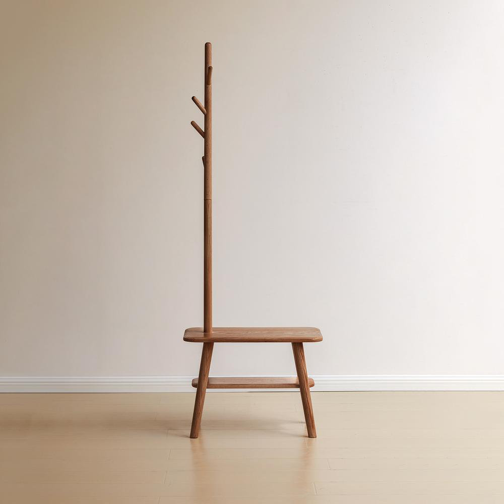 Latitude Run® Shoe Stool With Cloth Hanger (Walnut) | Wayfair