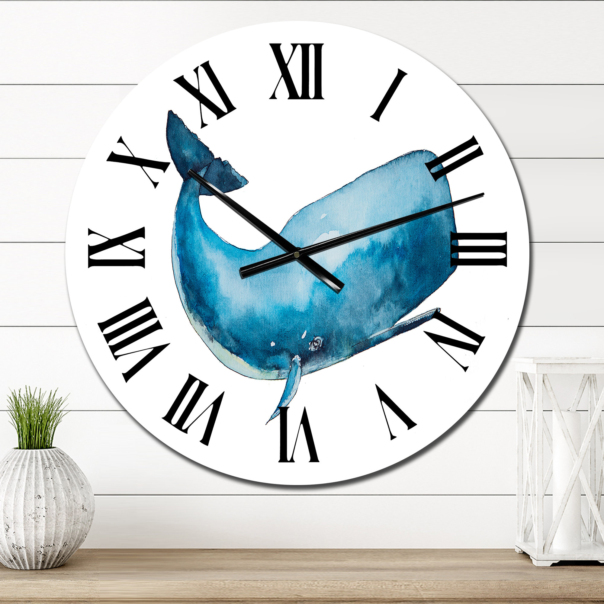 East Urban Home Blue Sperm Whale on White I - Nautical & Coastal Wall ...