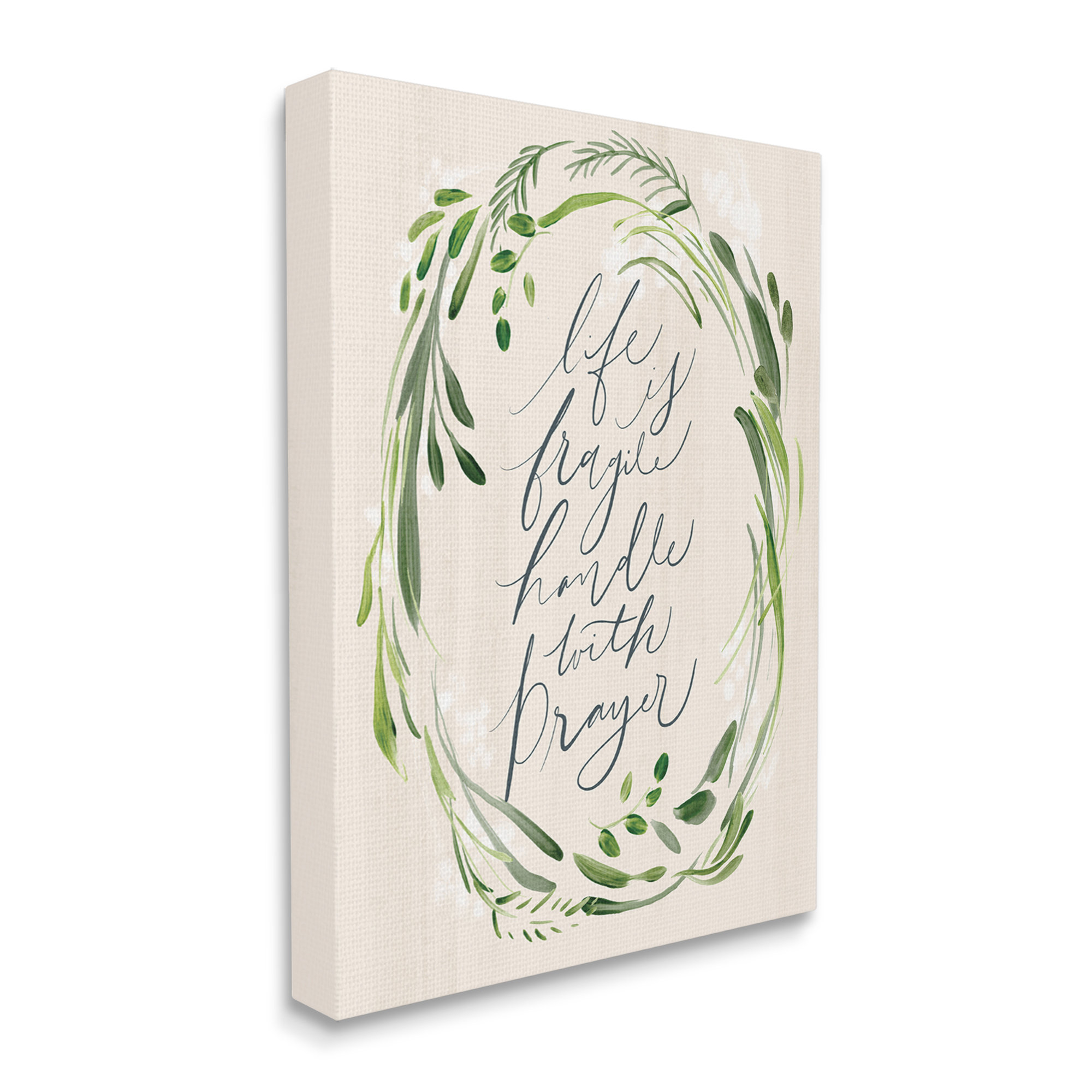Stupell Industries Religious Prayer Phrase Script Botanical Leaf Border ...