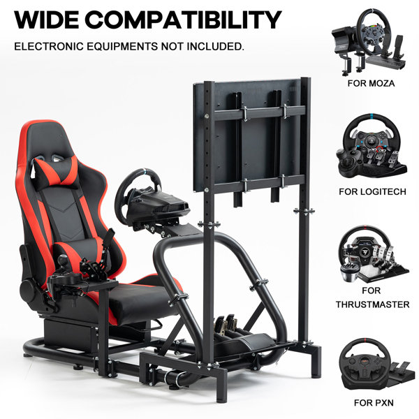 Anman Sim Racing Cockpit TV Stand & Seat Fit Logitech G920 Thrustmaster ...