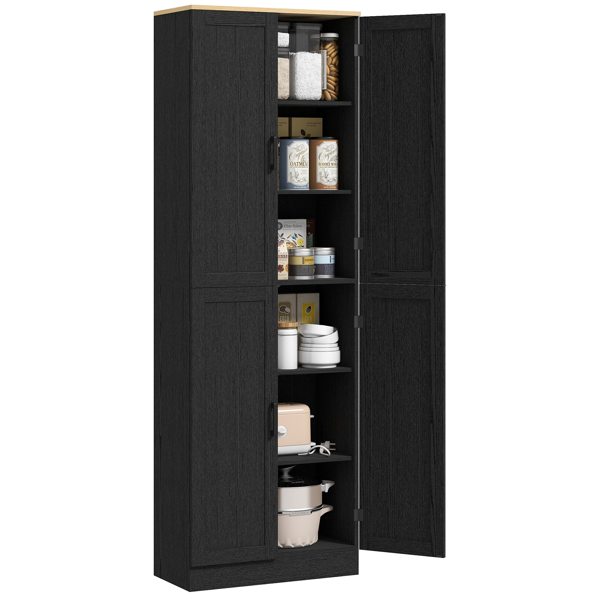 Lark Manor™ 67" Kitchen Pantry Storage Cabinet w/ Shelves, Distressed ...