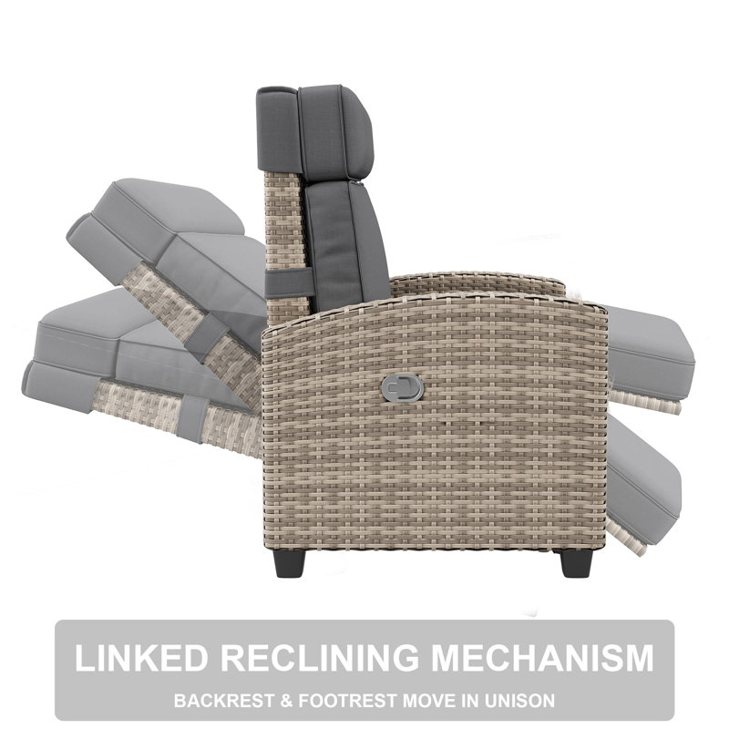 Lark Manor™ Outdoor Recliner Chair With Cushion/Side Table, Patio ...