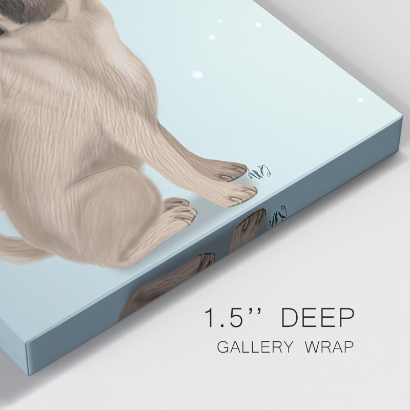 The Holiday Aisle® Christmas Pug With Antlers And Robin | Wayfair