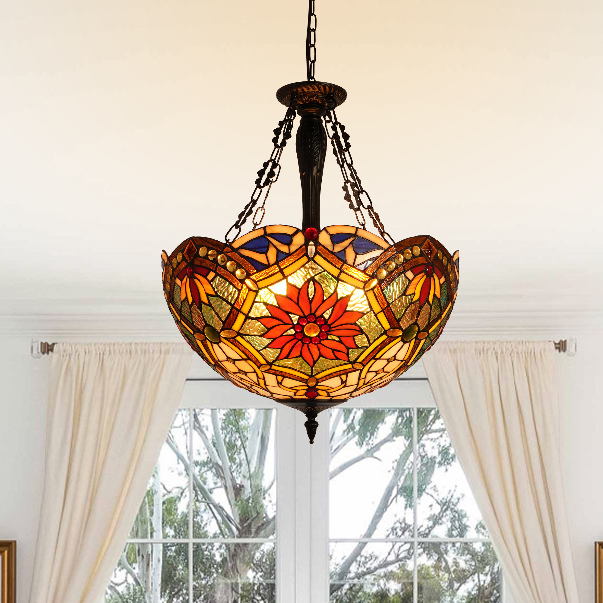 Astoria Grand 20 Inch 5 Light Dimmable Tiffany Chandelier,retro Pndant ...