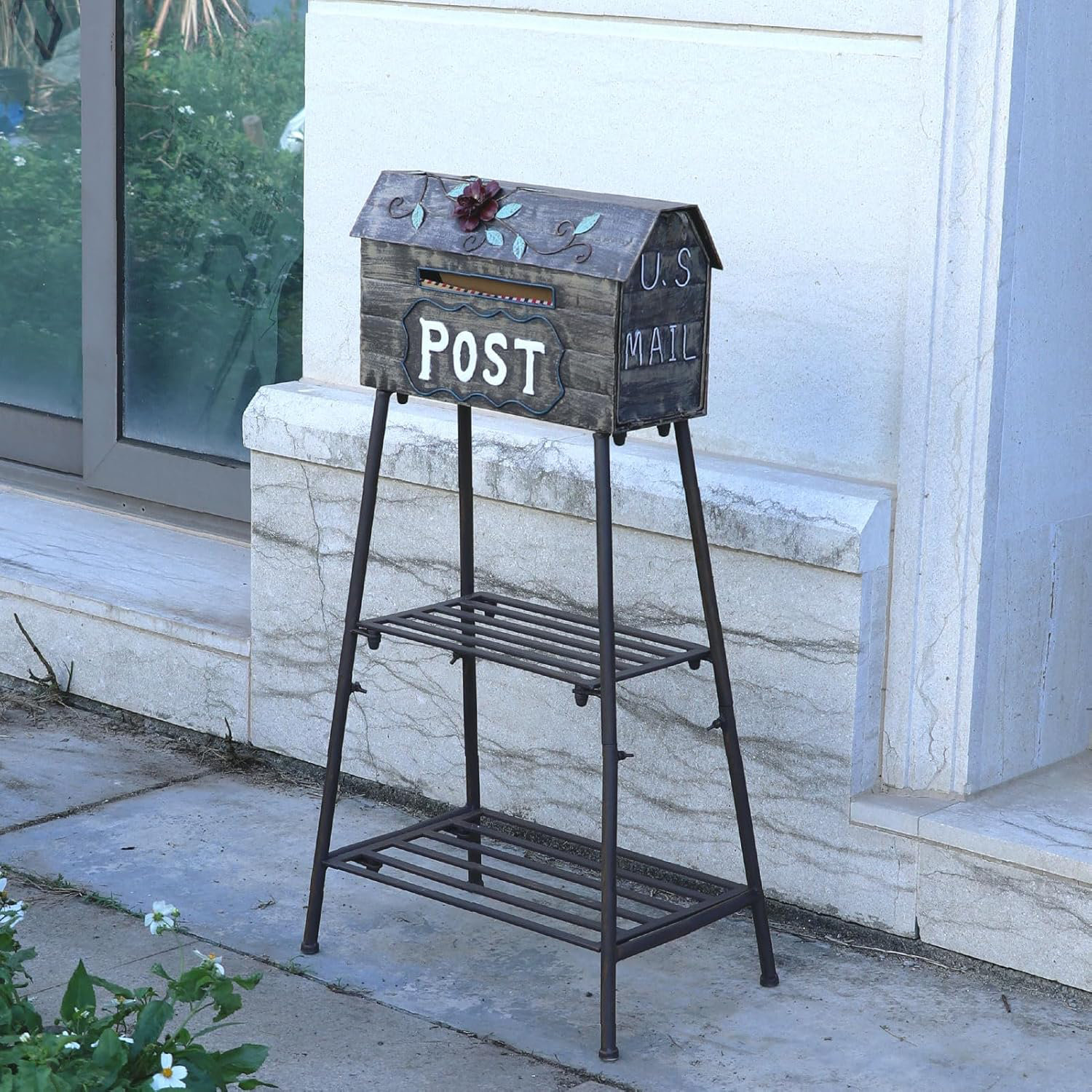 LinsCraft Metal Mailbox And Plant Stand Combination,Mailboxes For ...