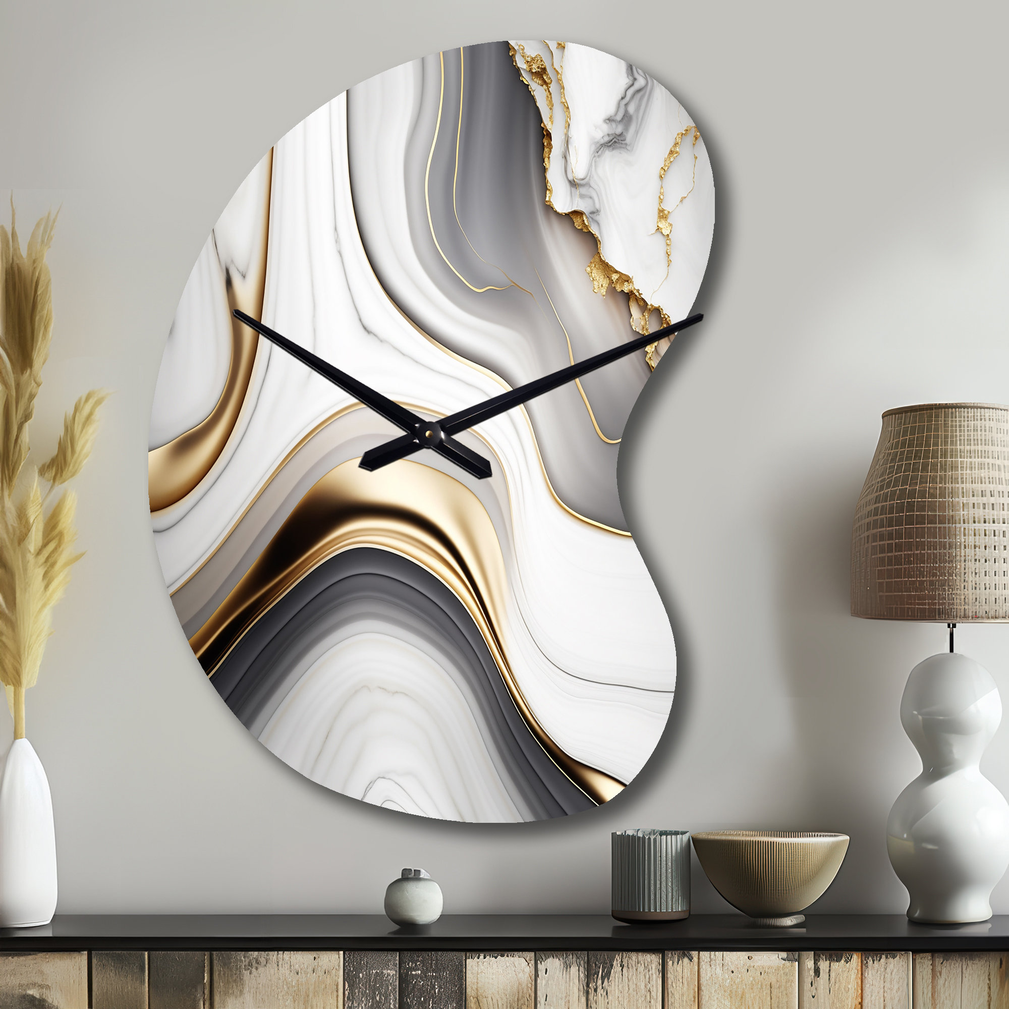 Design Art Abstract Geode Marble Waves Grey I - Boom Shape Unique ...