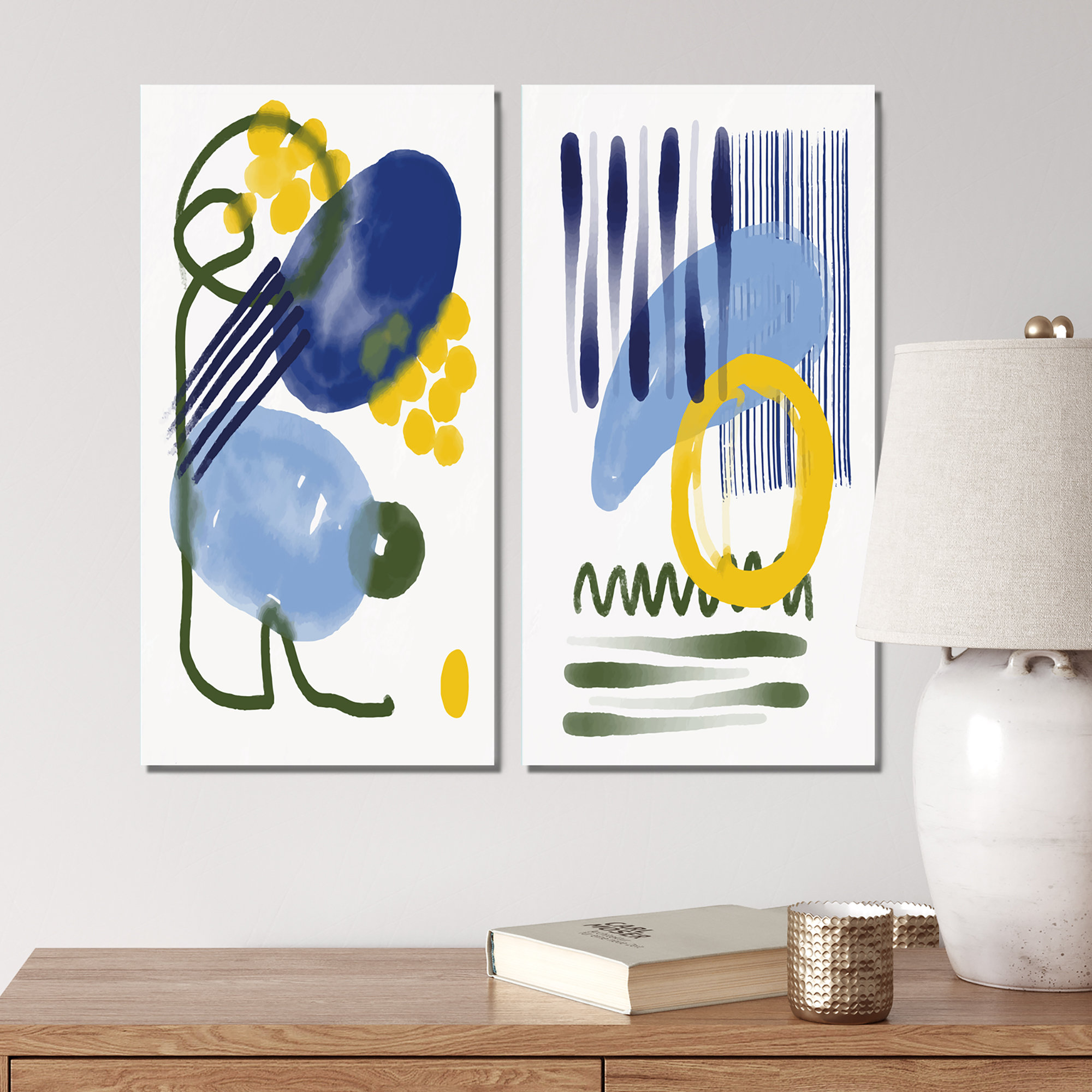 Wrought Studio™ Abstract Shapes in Retro Gradients III - 2 Piece ...