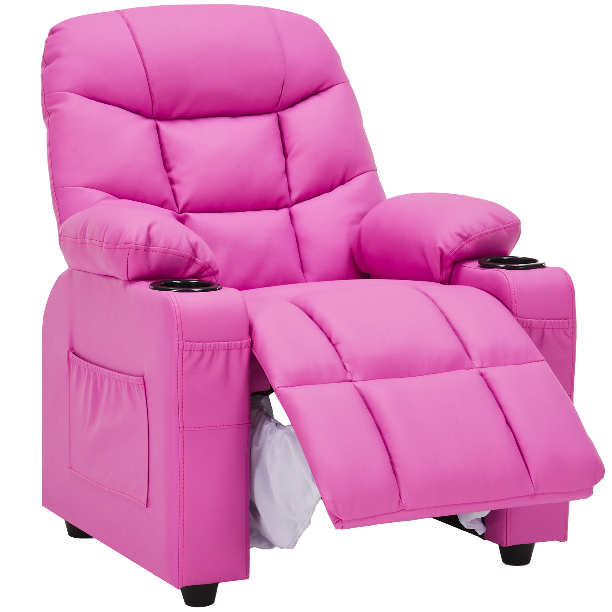 Ebern Designs Bartruff Kids Recliner with Anti-Tilt, Two Cup Holder ...