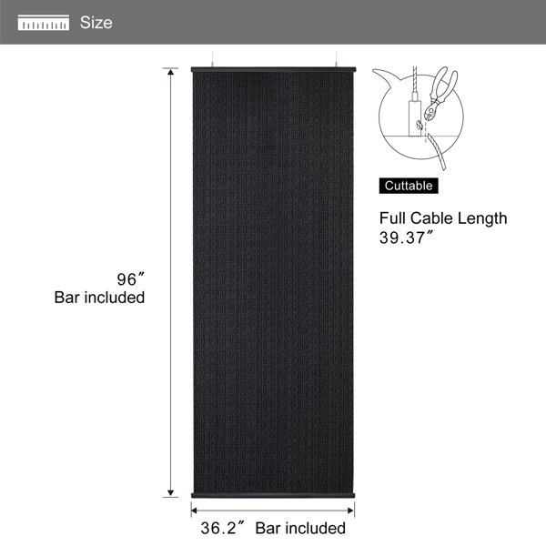 Symple Stuff Fruge 36''W x 96''H, 2-Panel Hanging Room Divider, Sheer ...