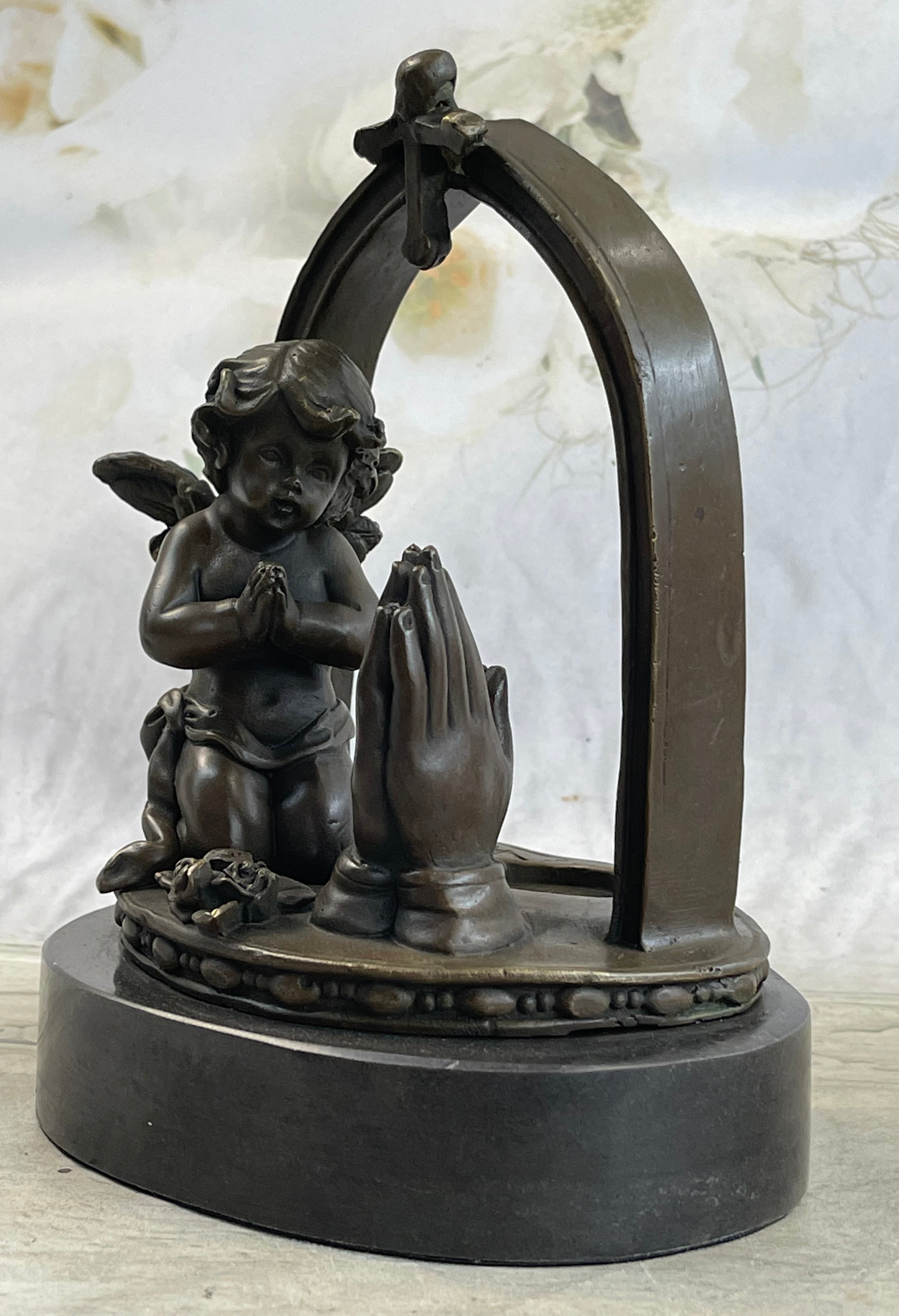 Charlton Home Bronze Sculpture Art Deco Winged Angel Religion Artwork ...
