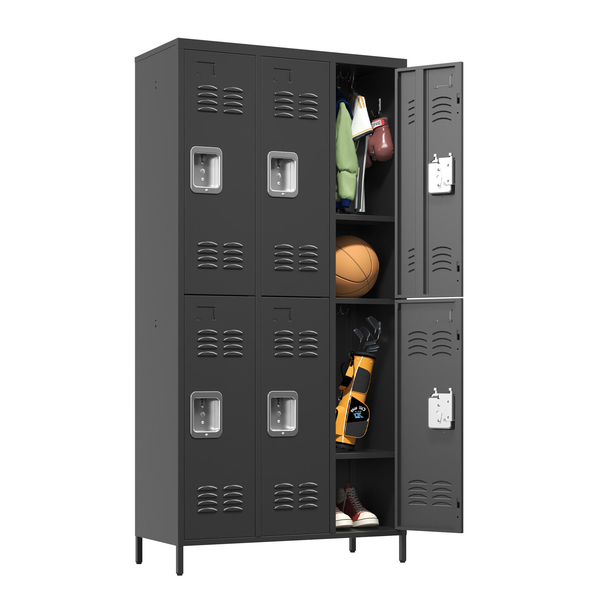 Getaway Ride Trade 72" Metal Locker for Employees - 6 Doors Gray with ...