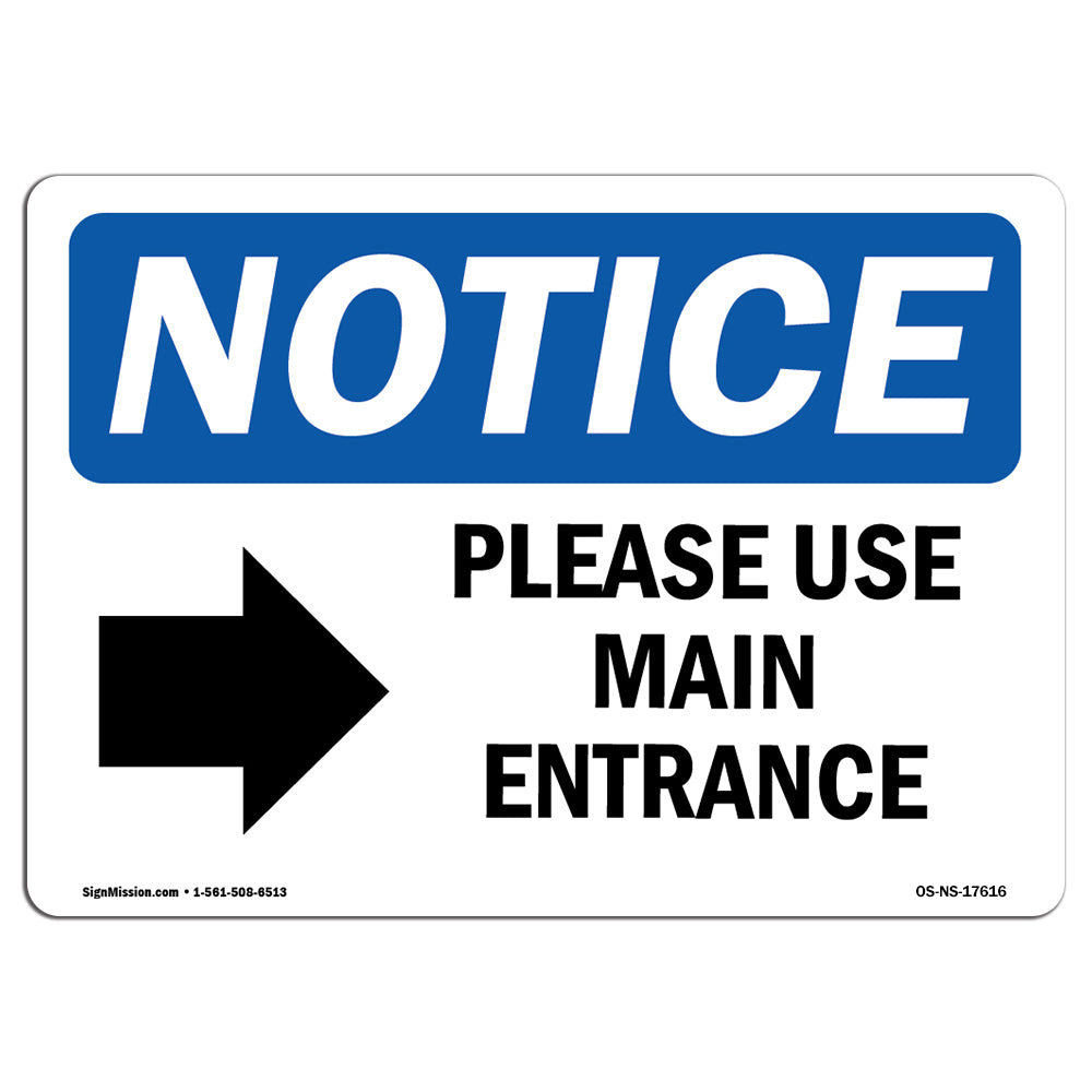 SignMission Please Use Main Entrance Right Arrow Sign with Symbol | Wayfair