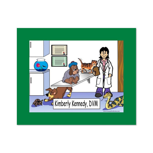 Printed Perfection Personalized Veterinarian - Female Caricature with a ...
