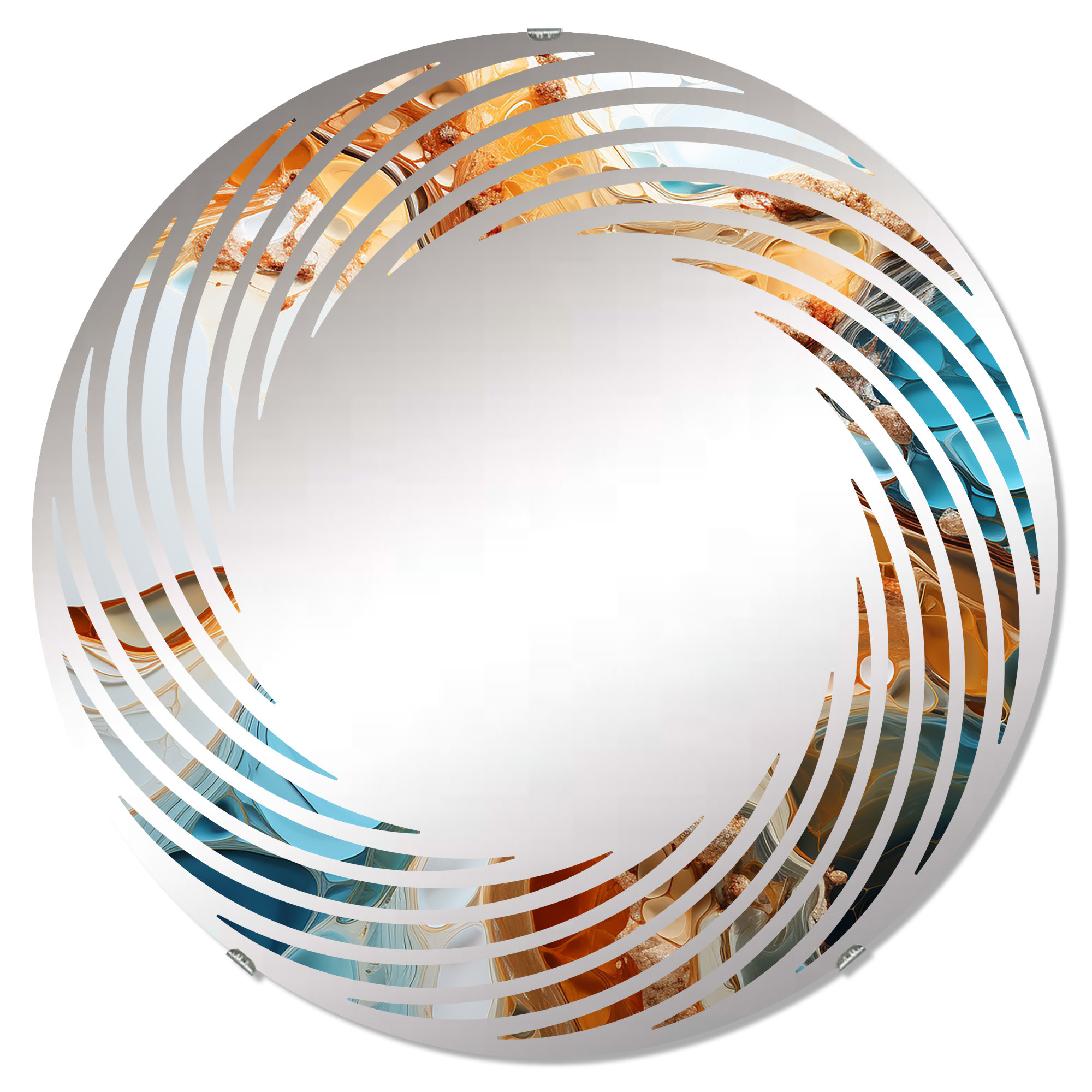 East Urban Home Blue And White Geyser Liquid Ink - Spiral Wall Mirror ...