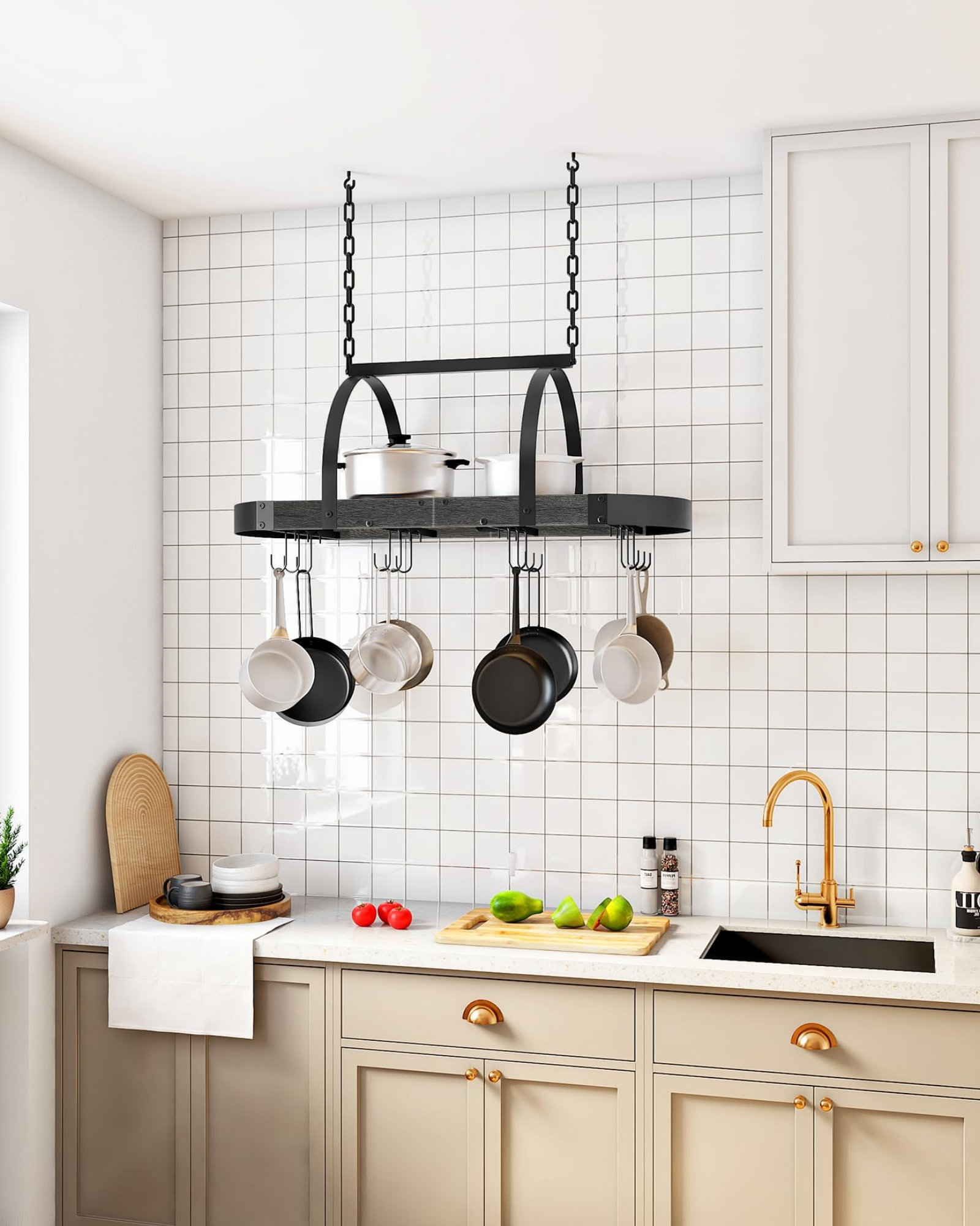 Mint Pantry® Hanging Pot Rack, Ceiling Mounted Pot Holder | Wayfair