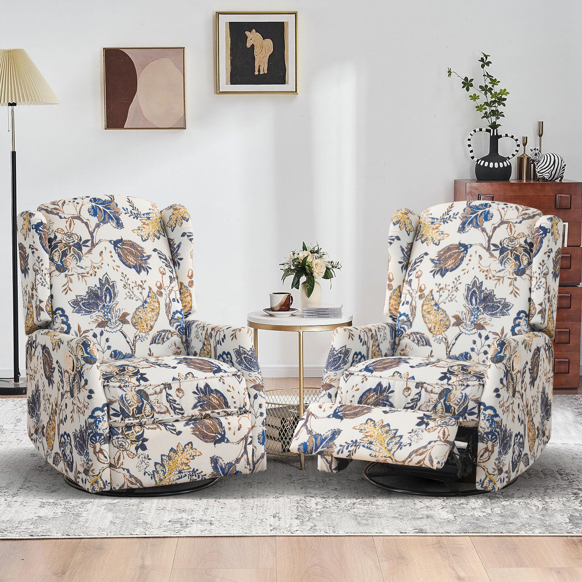 Lark Manor™ Swivel Rocker Recliner Set of 2-Printed Modern Rocker ...