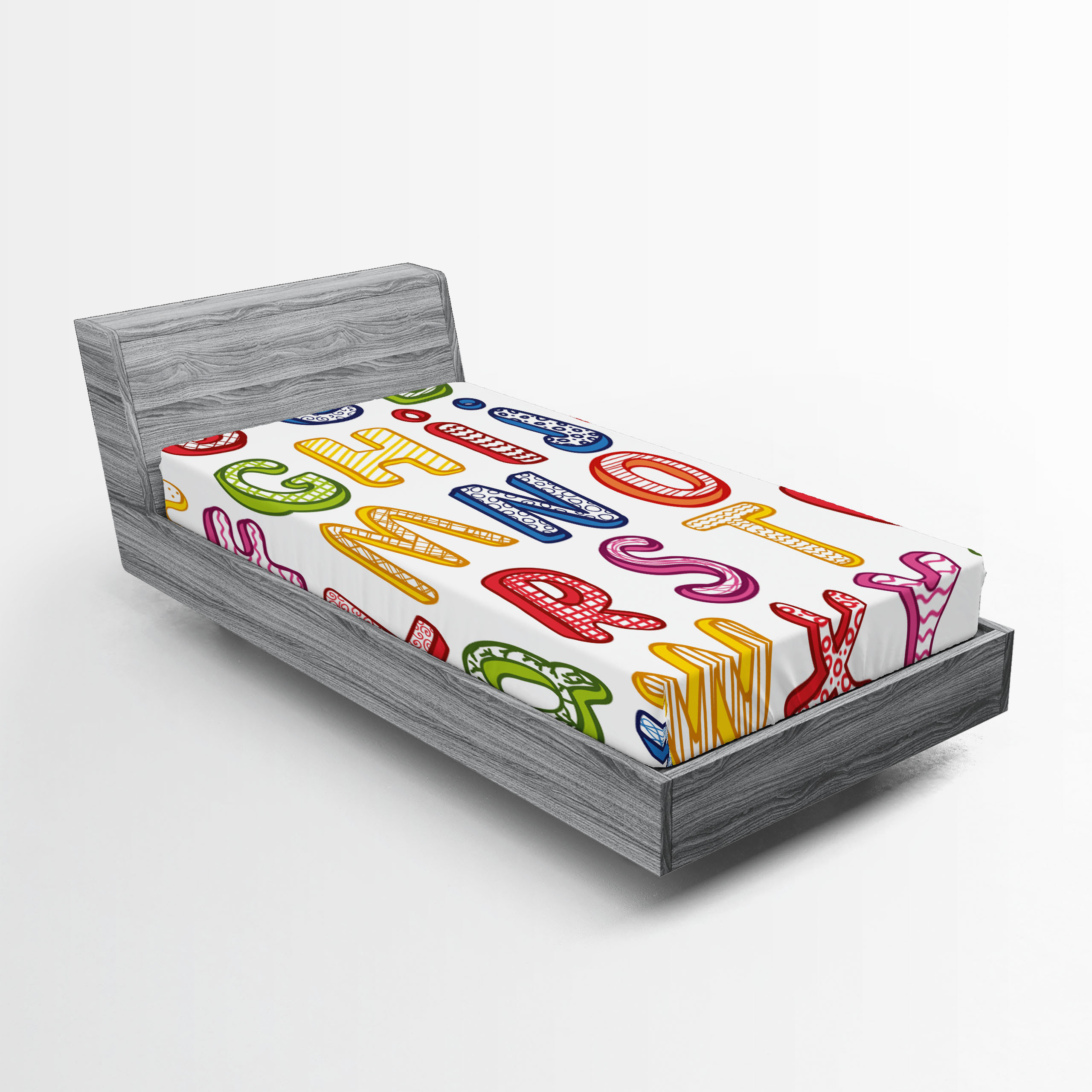 Ambesonne Science Fitted Sheet 2-Pack 3D Letters ABC Multicolor | Wayfair
