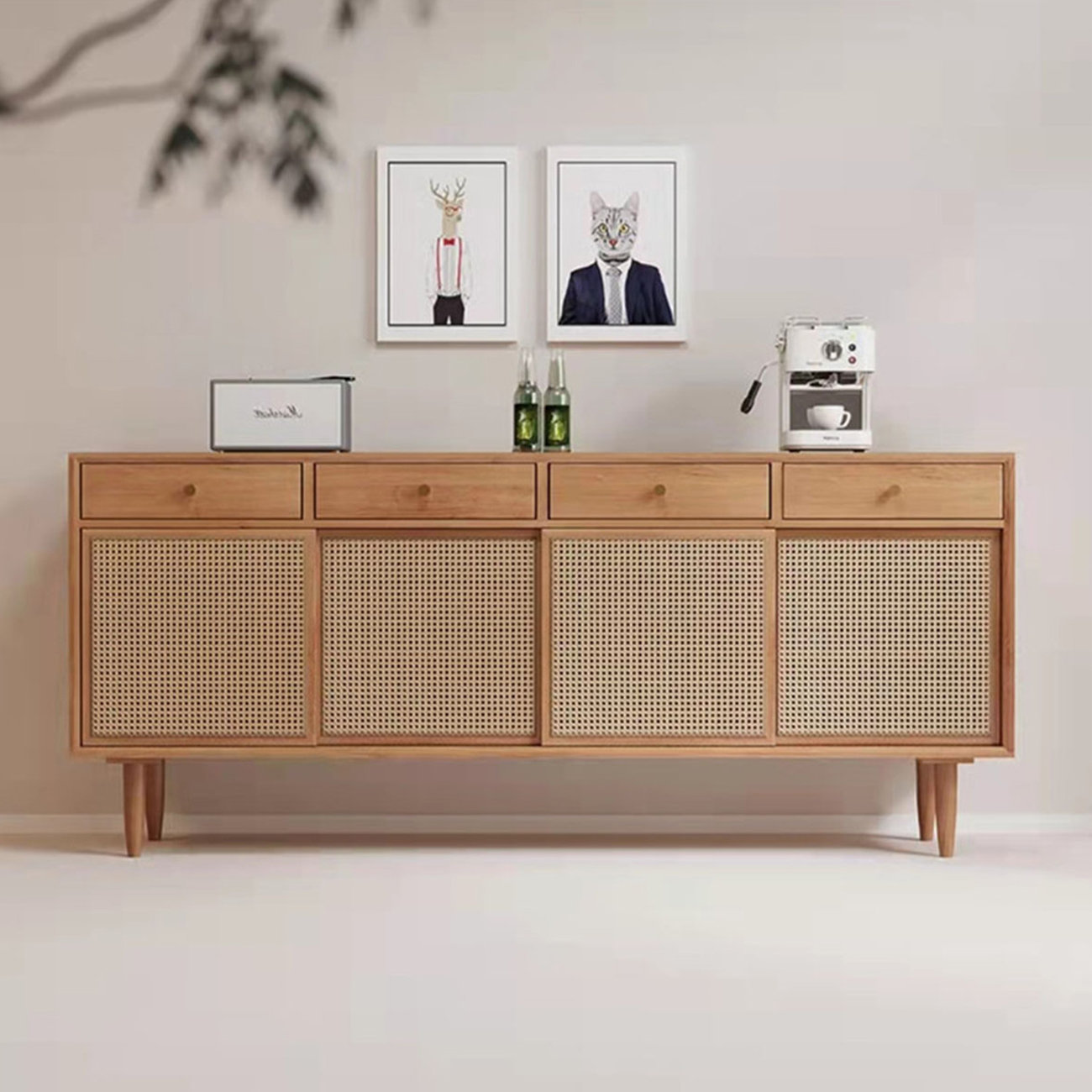 Bayou Breeze Modern Simple Rattan Solid Wooden Dining Sideboard Storage ...