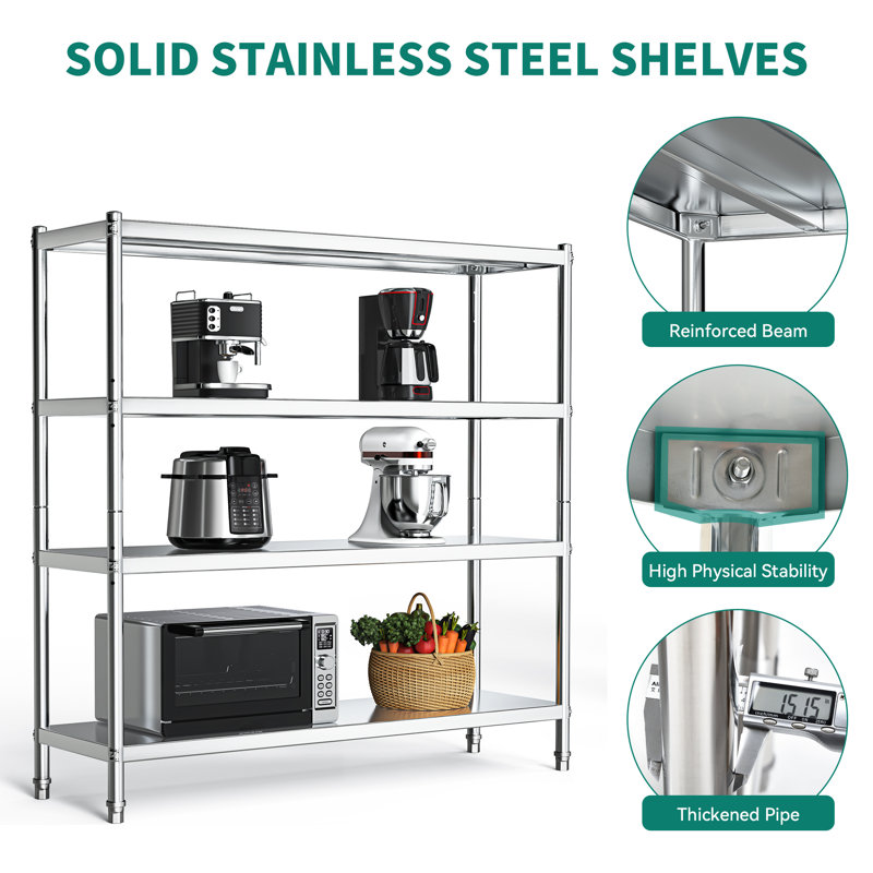 Rebrilliant Aidon 60'' W Stainless Steel Shelving Unit & Reviews | Wayfair